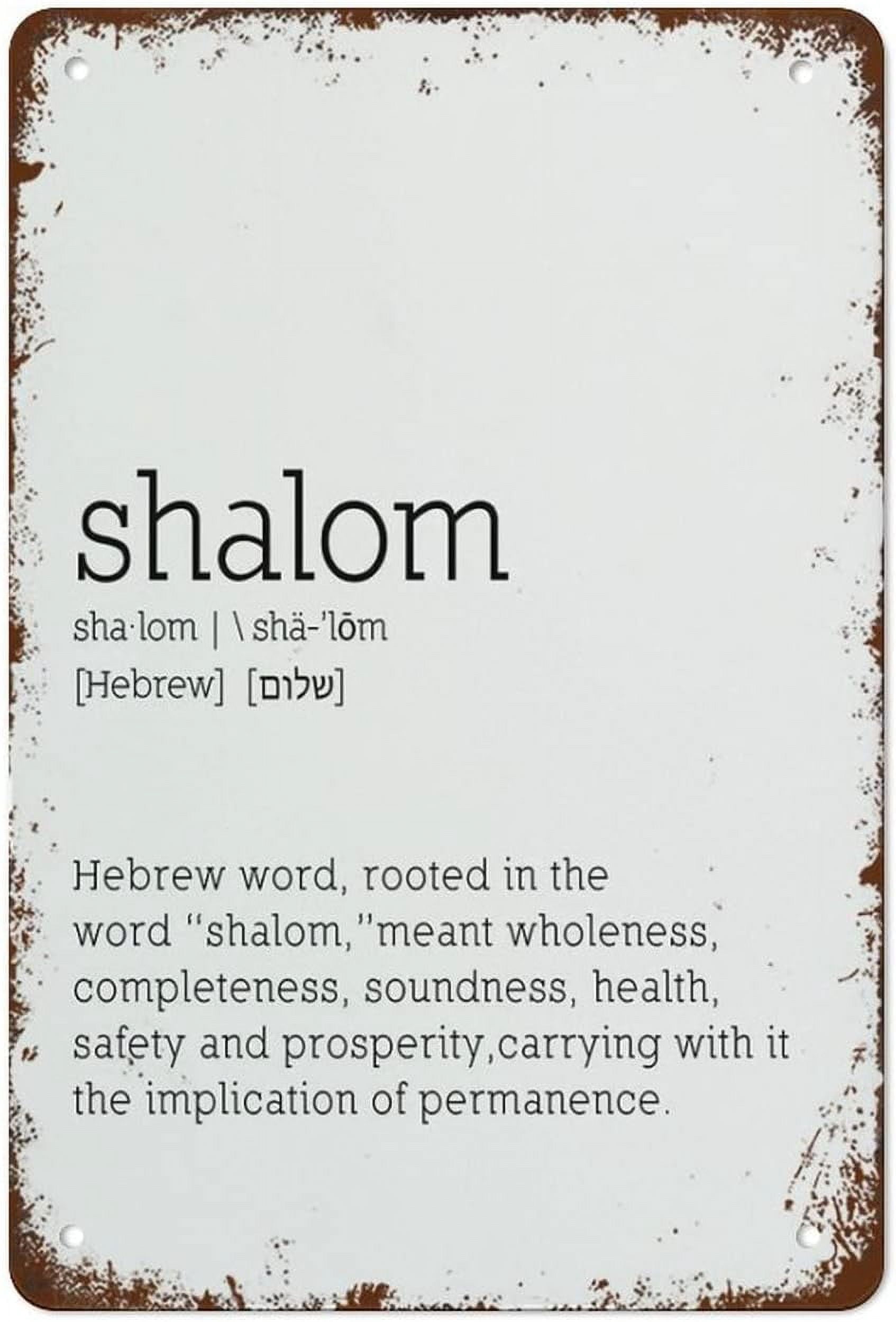 Metal Tin Sign Vintage Metal Signs Shalom Definition Bible Verse Wall ...