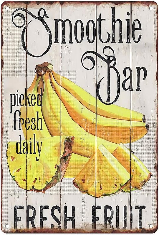 Metal Tin Sign Vintage Smoothie Picked Fresh Daily Fresh Fruit Ceramic ...