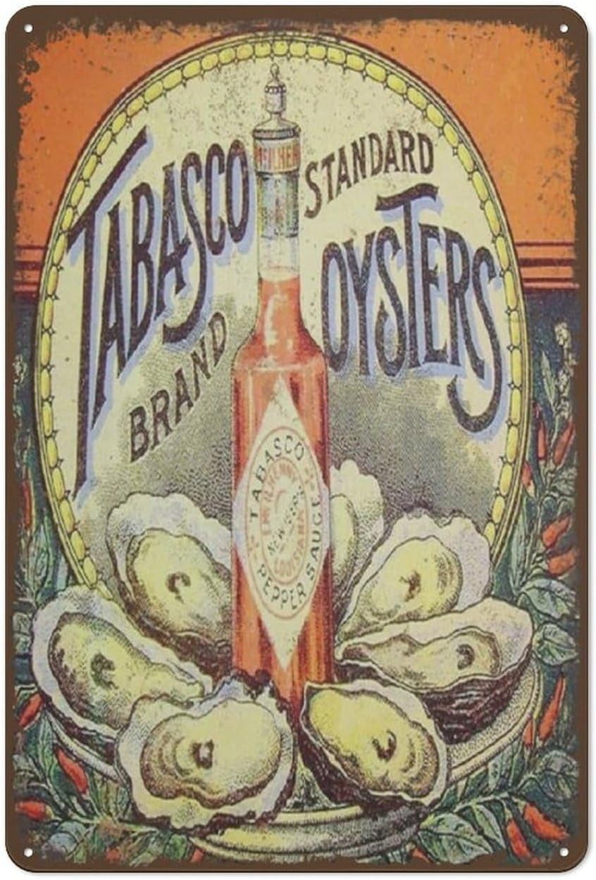 Metal Tin Sign Vintage Style Tabasco Pepper Sauce and Oysters Home Wall ...