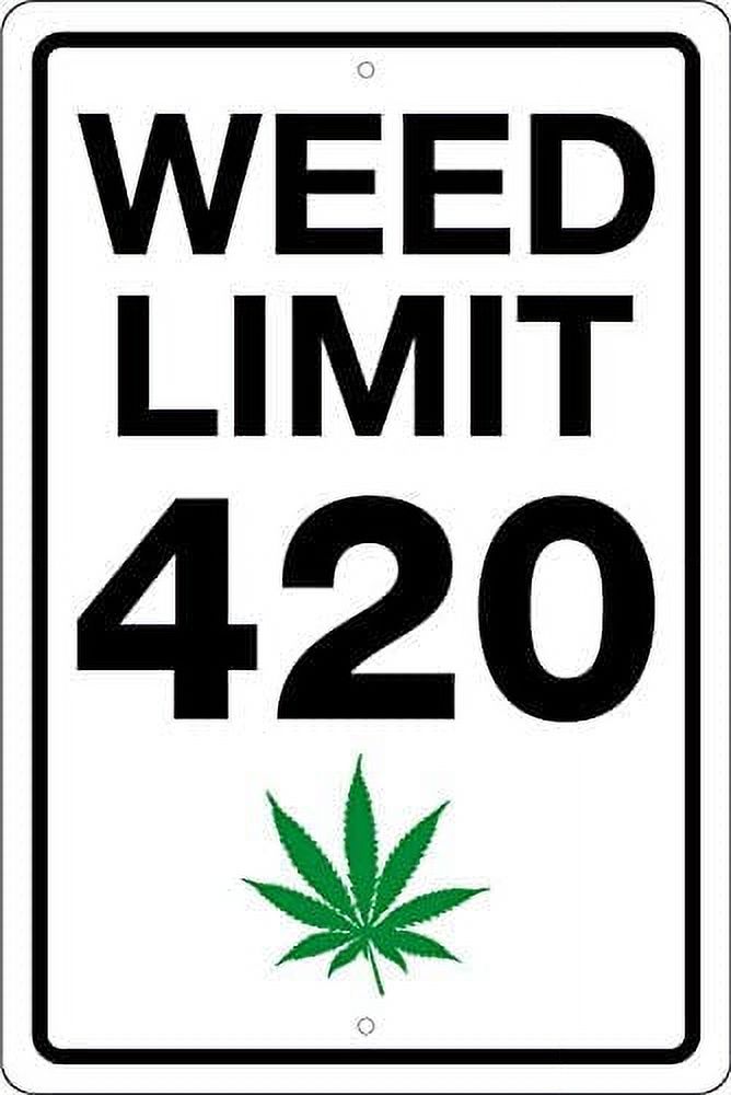Metal Tin Sign Vintage Weed Limit 420 with Leaf Aluminum Sign Wall ...
