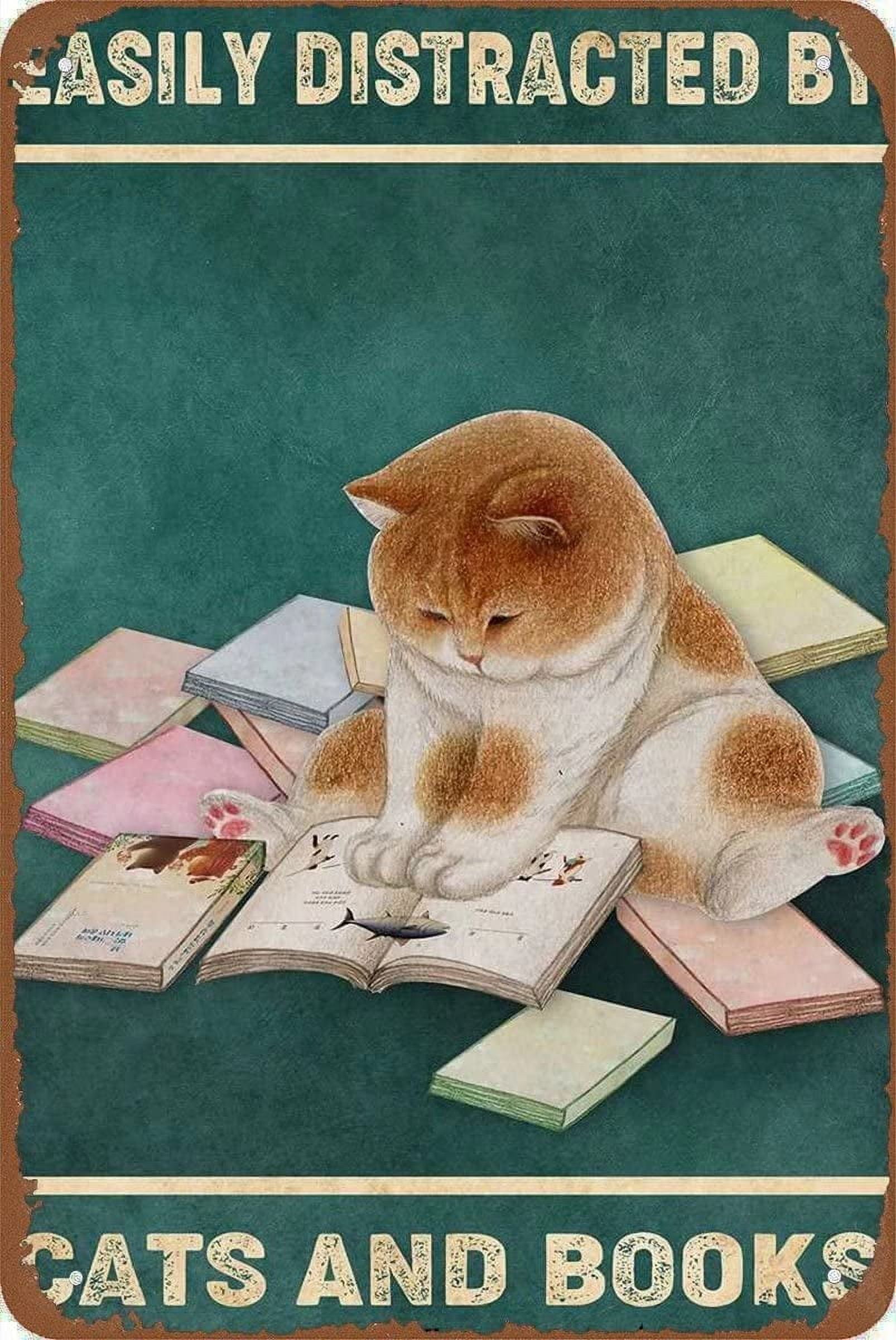 Metal Tin Sign - Metal Wall Art Metal Sign Easily Distracted by Cats ...