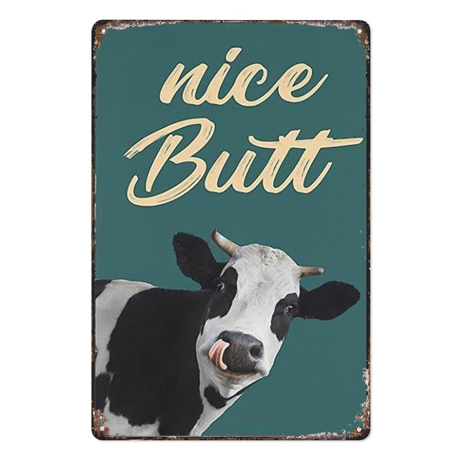 Metal Tin Sign Wall Decor Cow Nice Butt Vertical Poster Vintage Tin ...