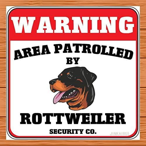 Metal Tin Sign Warning Area Patrolled by Rottweiler Sign For Home ...