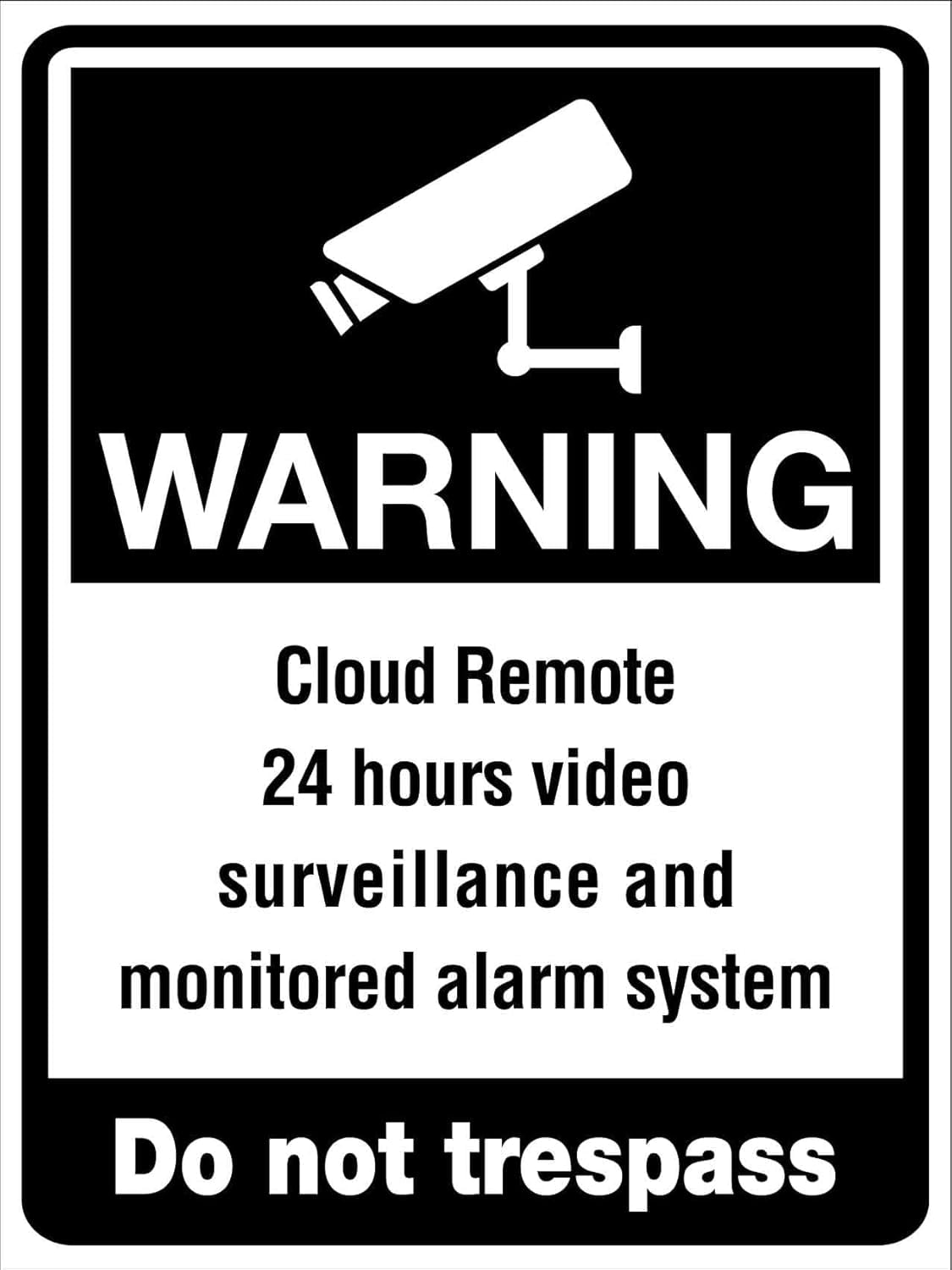 Metal Tin Sign Warning Cloud Remote 24hr Video Surveillance Alarm ...