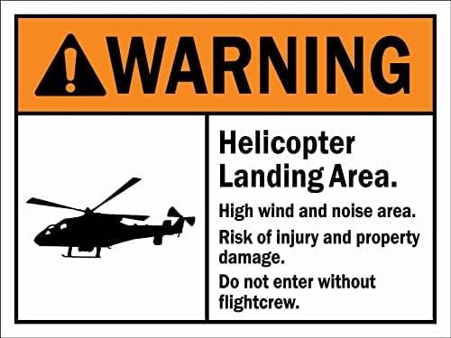 Metal Tin Sign Warning Helicopter Landing Area Injury Risk Sign Warning ...