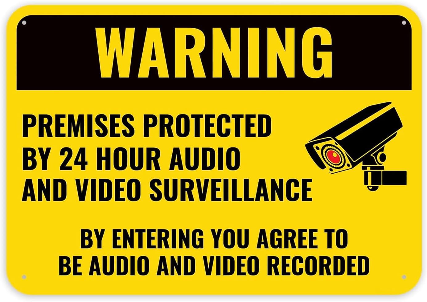 Metal Tin Sign Warning Video and Audio Surveillance Recording Sign, 12 x 8 Inches - You are ...