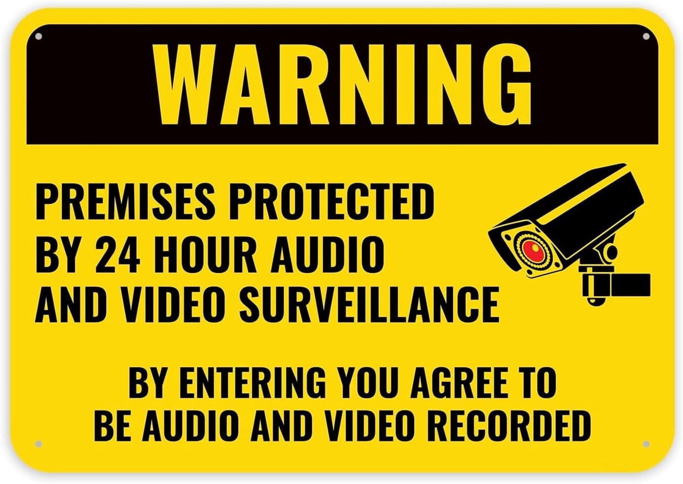 12 x 8 Inches Metal Tin Sign Warning Video and Audio Surveillance ...