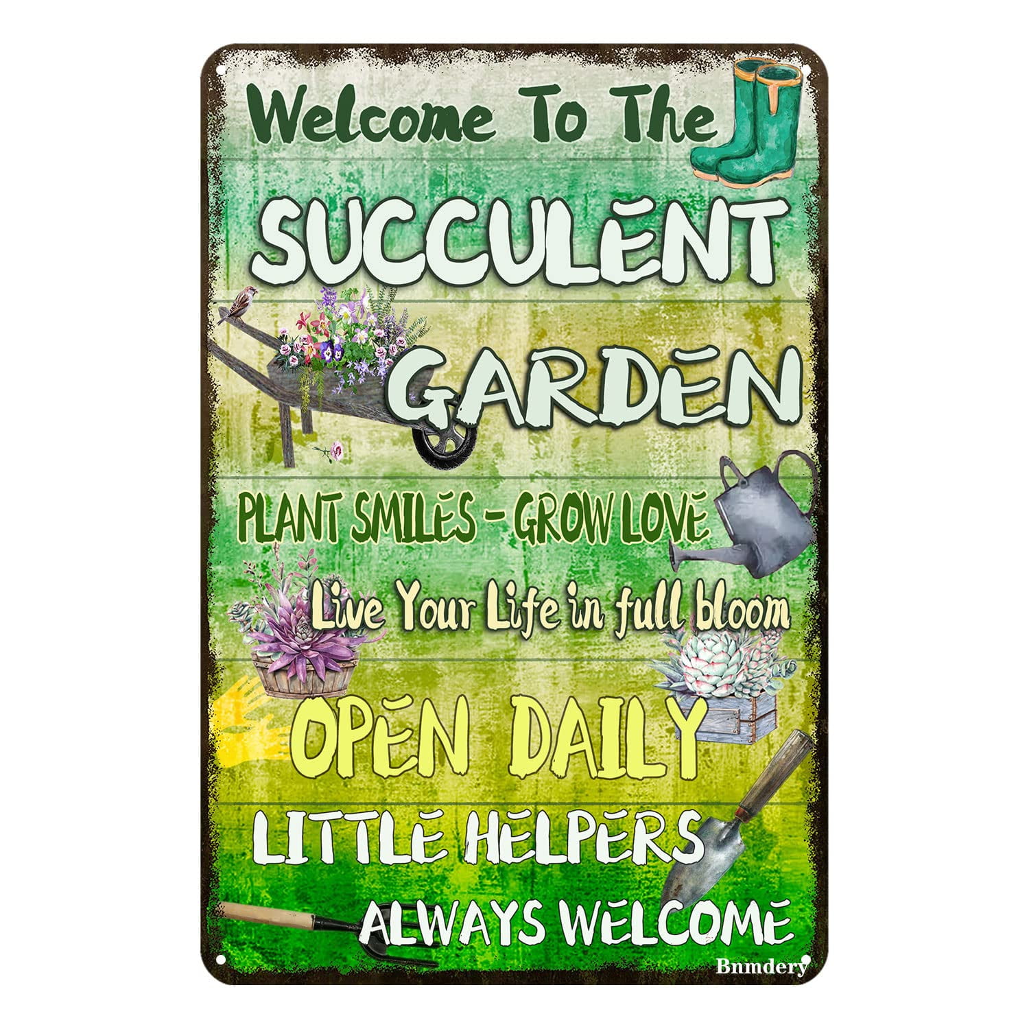 Metal Tin Sign Welcome to The Succulent Garden Rustic Decor Retro Sign ...
