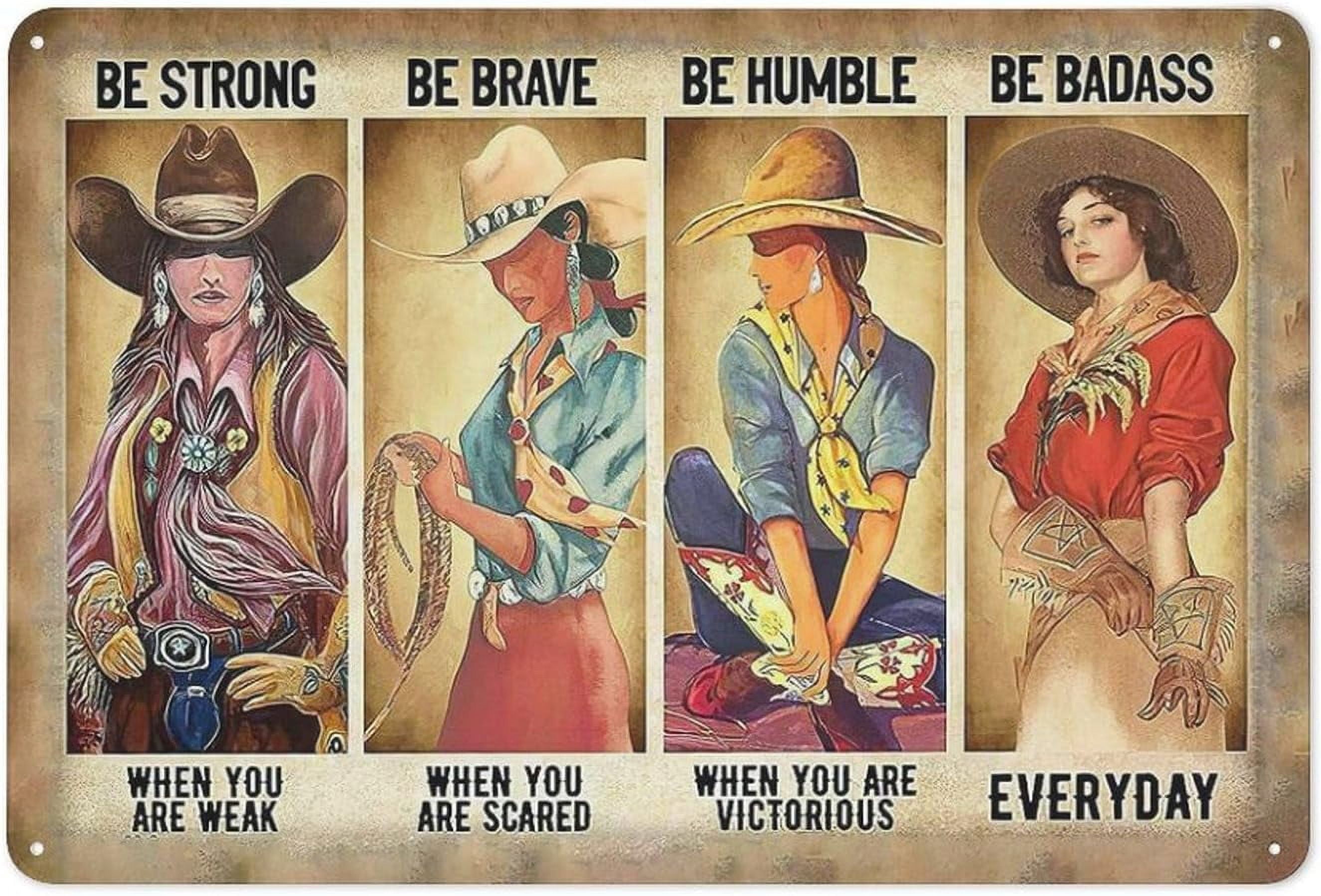 Metal Tin Sign Western Cowgirl Wall Art for Girl's Room Country ...