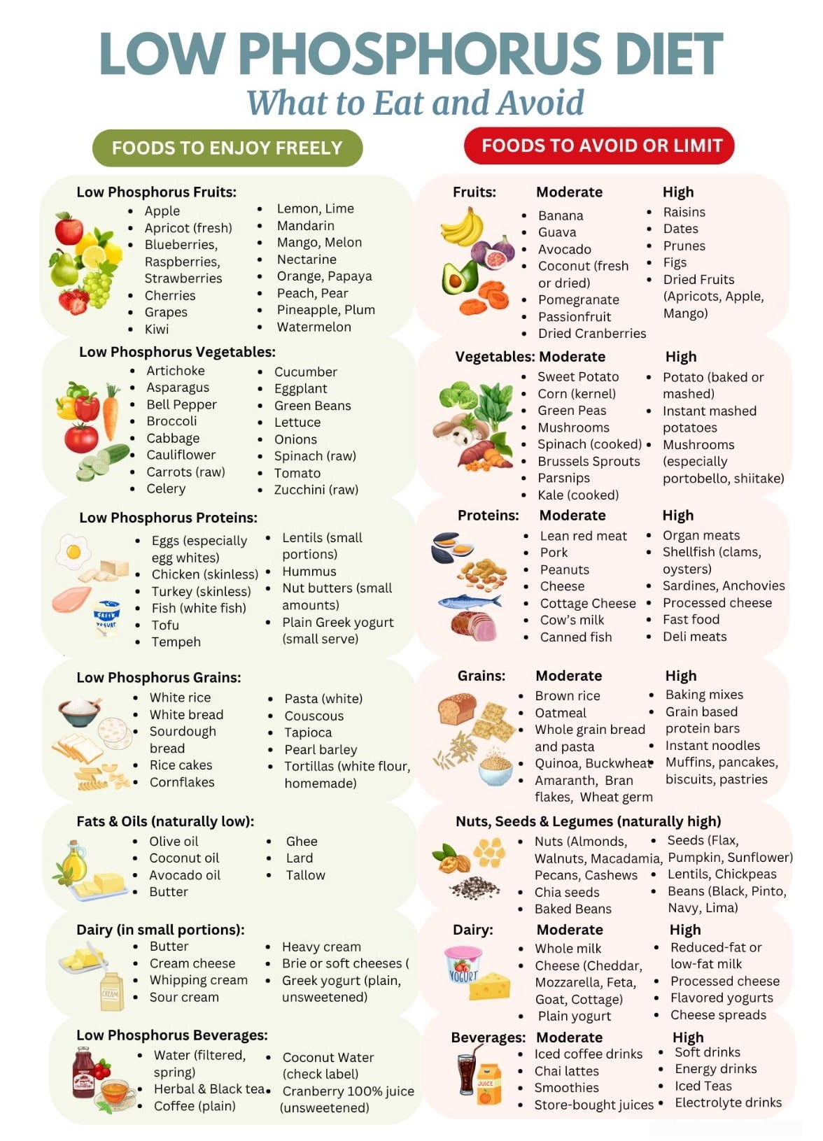 Metal Tin Sign poster 08X12inch(20X30cm) Low Phosphorus Diet Guide ...