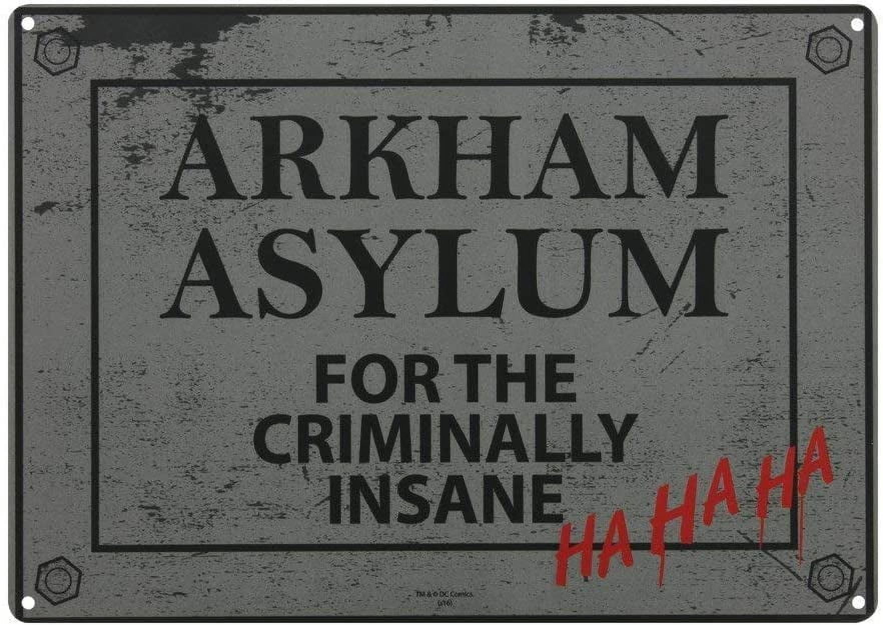 Metal Tin Signs Arkham Asylum Wall Decro | Indoor/Outdoor | 12 x 8 inch ...