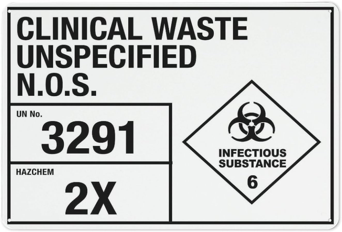Metal Tin Signs Clinical Waste Unspecified Nos 3291 2X Sign Metal 12"X8 ...