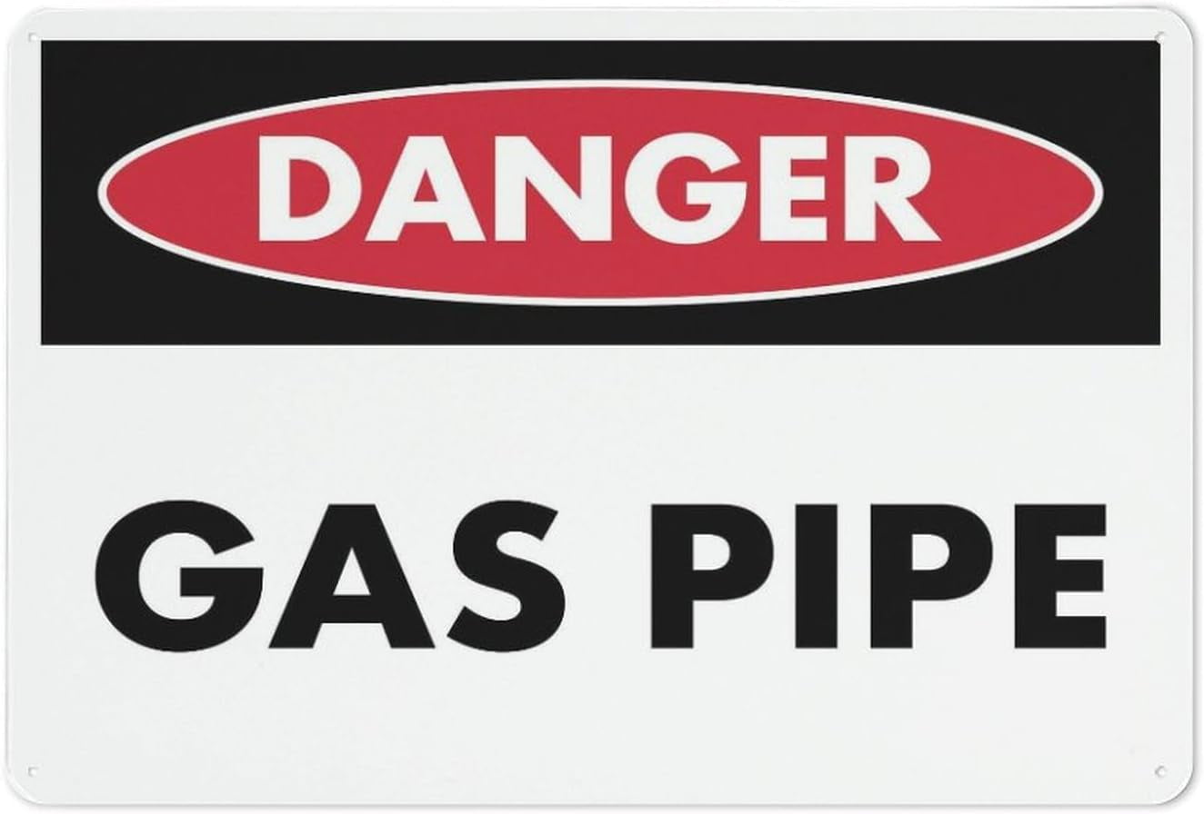 Metal Tin Signs Danger Gas Pipe Sign Rustic Metal Tin Sign Home Outdoor ...