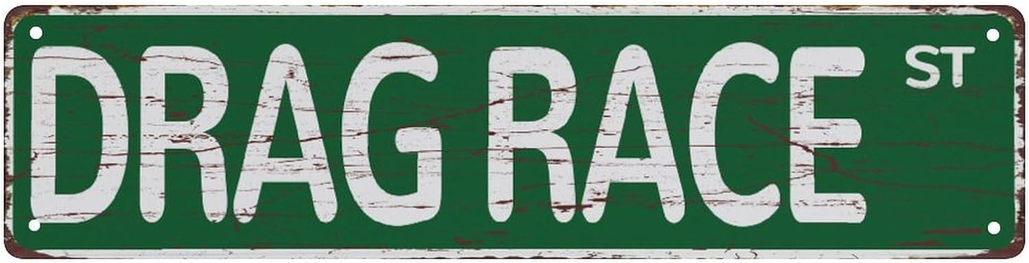 Metal Tin Signs Drag Race Street Funny Vintage Slim Street Tin Signs 16 ...