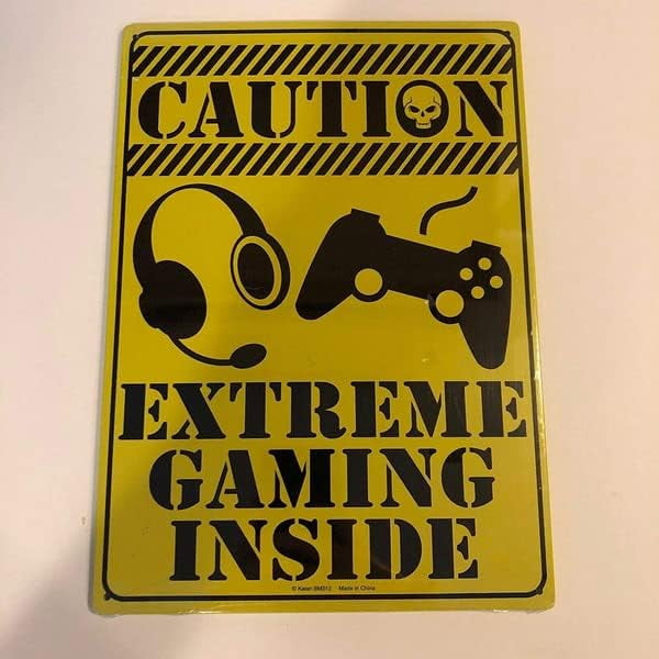 Metal Tin Signs Gamer Signs For Door Caution Extreme Gaming Inside ...