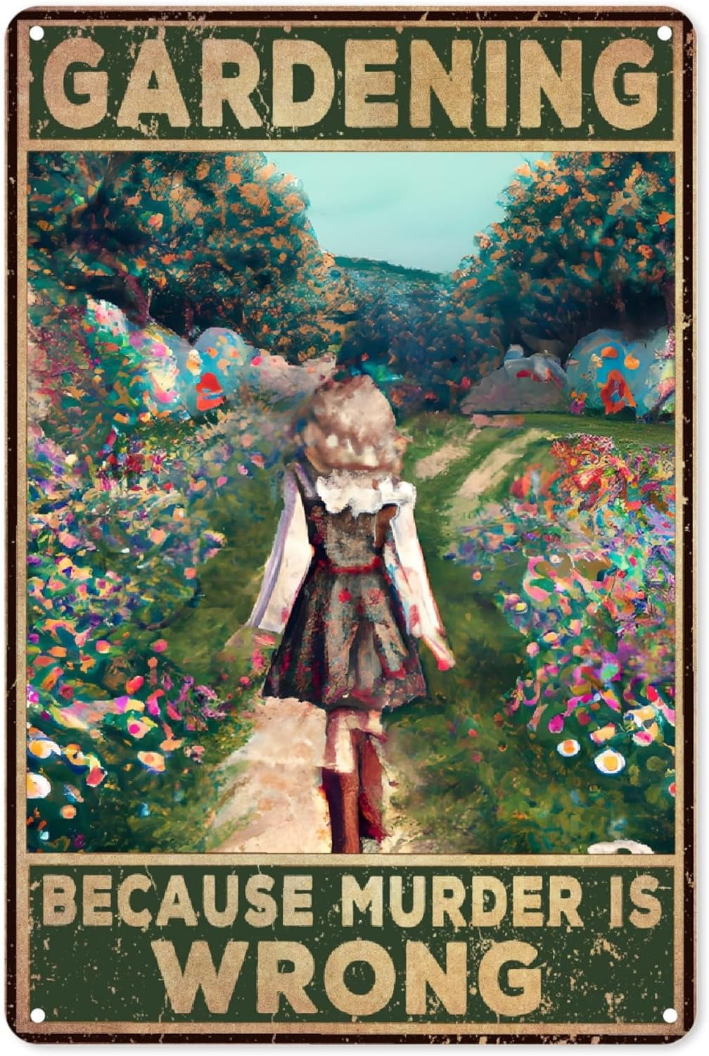 Metal Tin Signs,Gardening Because Murder is Wrong Metal Posters Gift ...