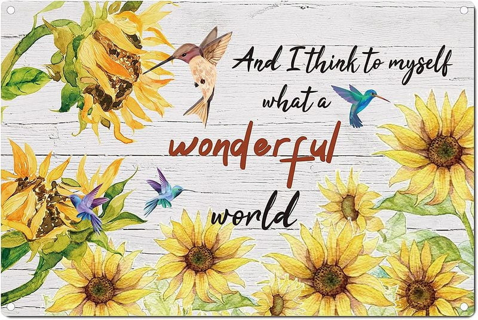 Metal Tin Signs Hummingbird Spring Sunflower Sign Vintage Wall Art ...