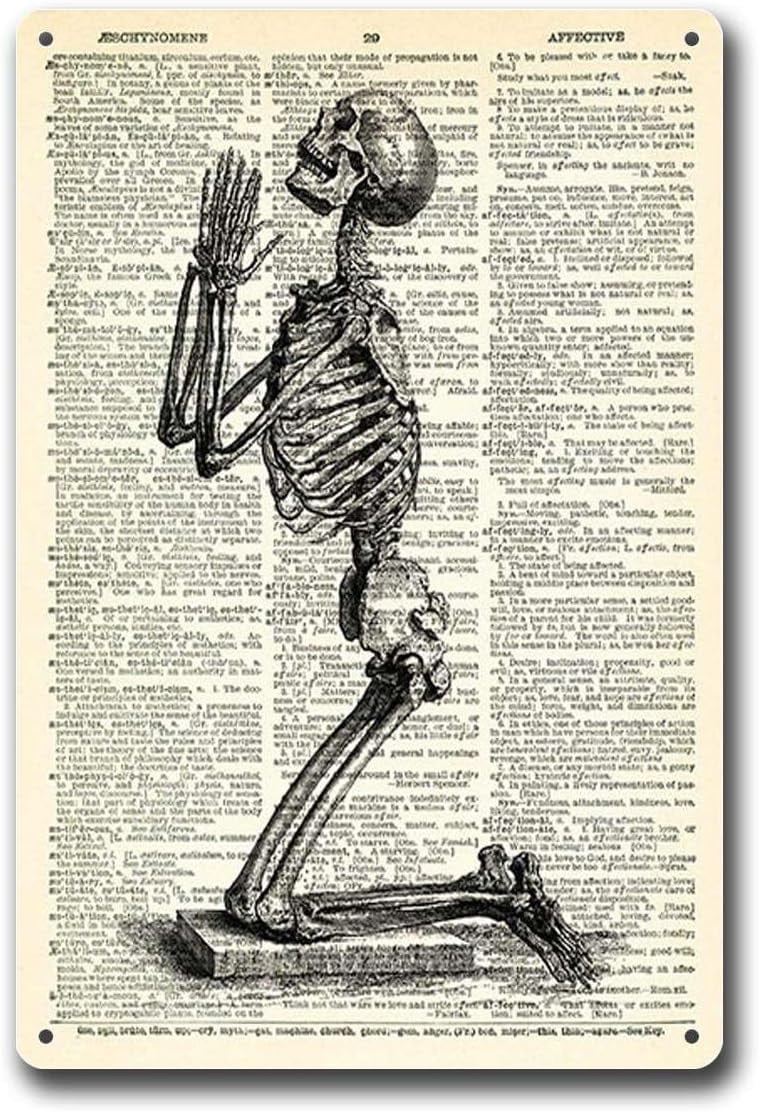 Metal Tin Signs Praying Anatomy Skeletal Art Vintage Skeletal ...