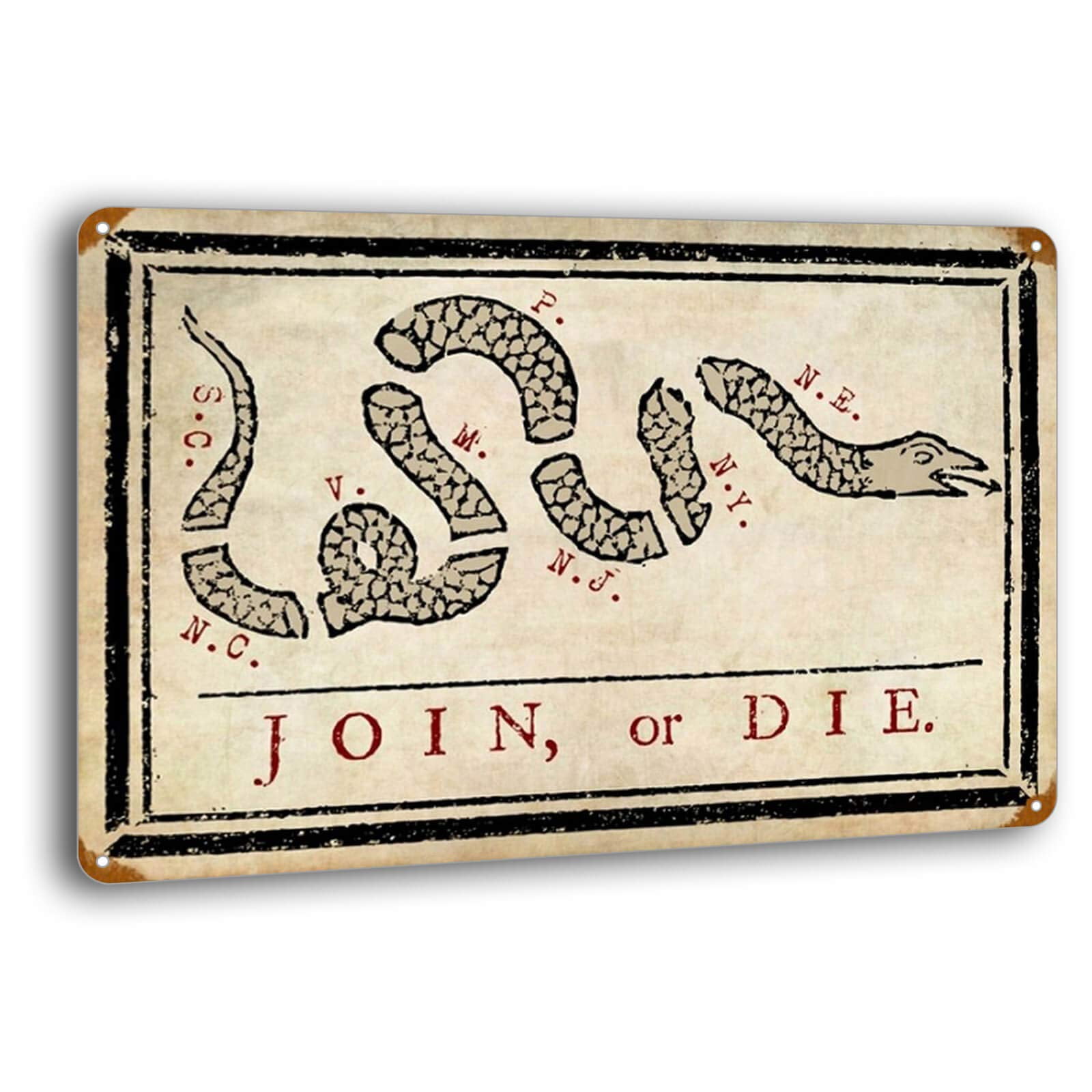Metal Tin Signs Retro Join or Die Decorative Wall Sign Home Decor ...