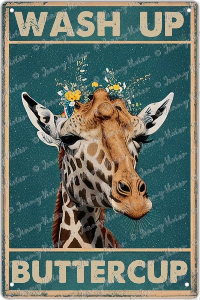 Metal Tin Signs Retro Sign Wash Up Buttercup Poster, Giraffe Funny Wall ...
