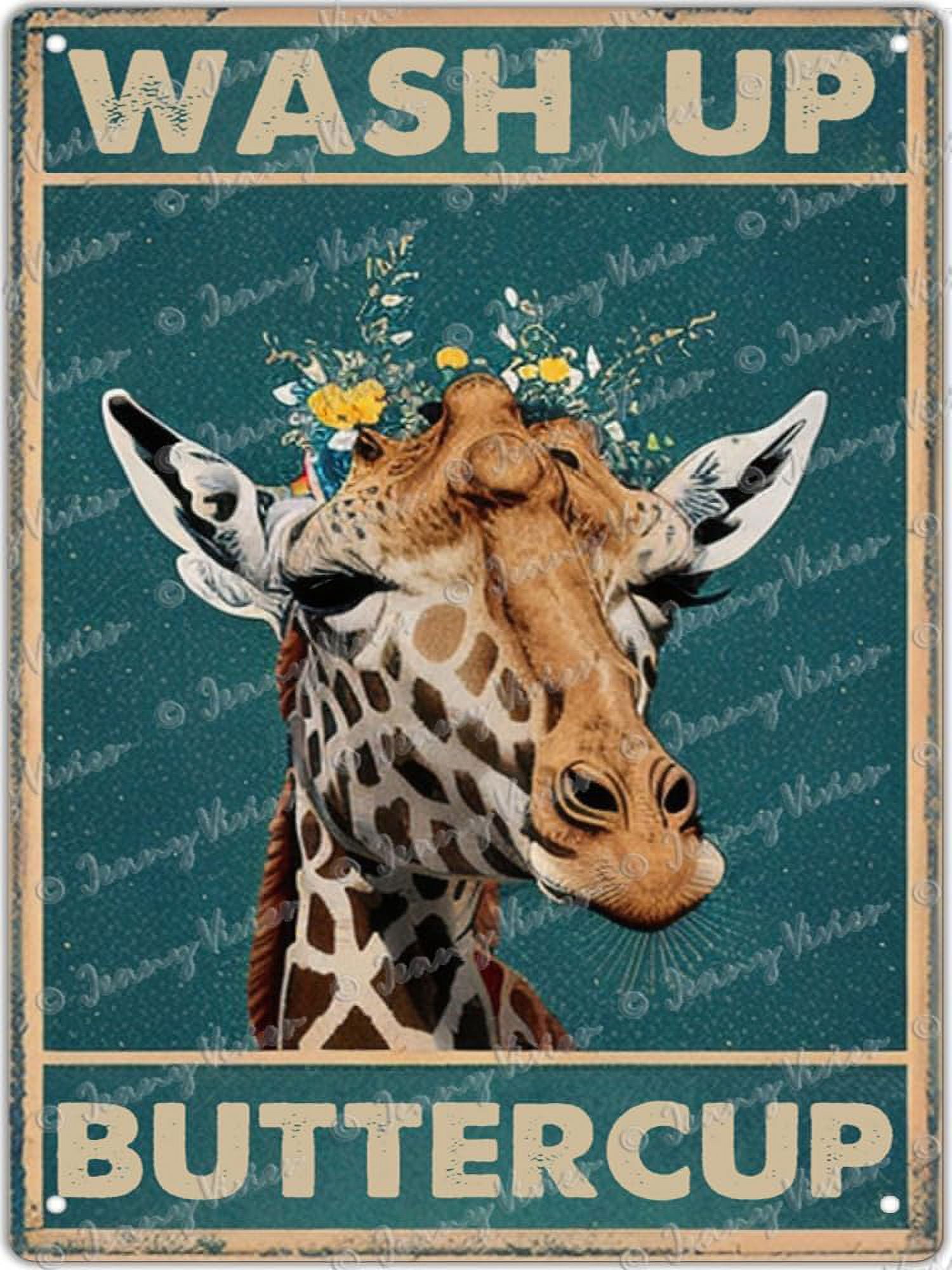 Metal Tin Signs Retro Sign Wash Up Buttercup Poster, Giraffe Funny Wall ...