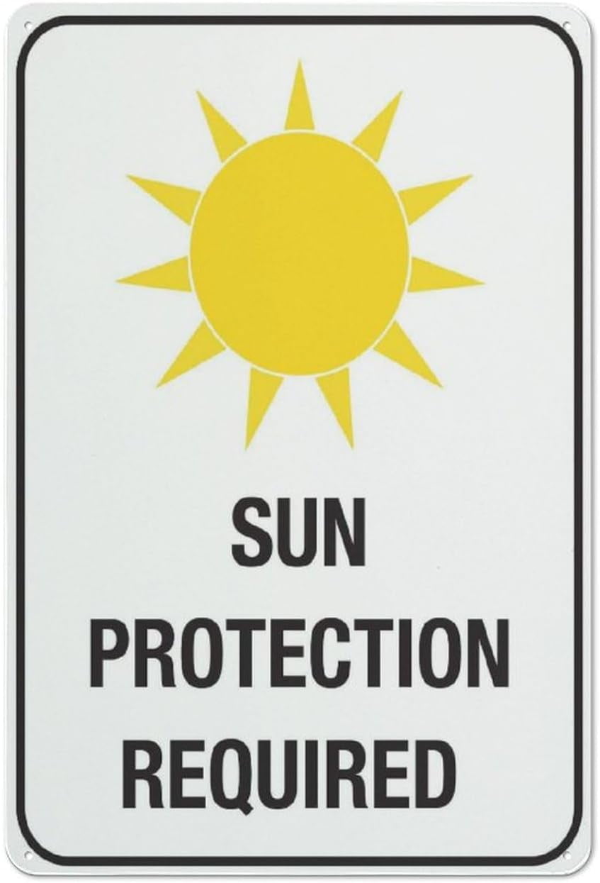 Metal Tin Signs Sun Protection Required Sign With Symbol Funny Vintage ...