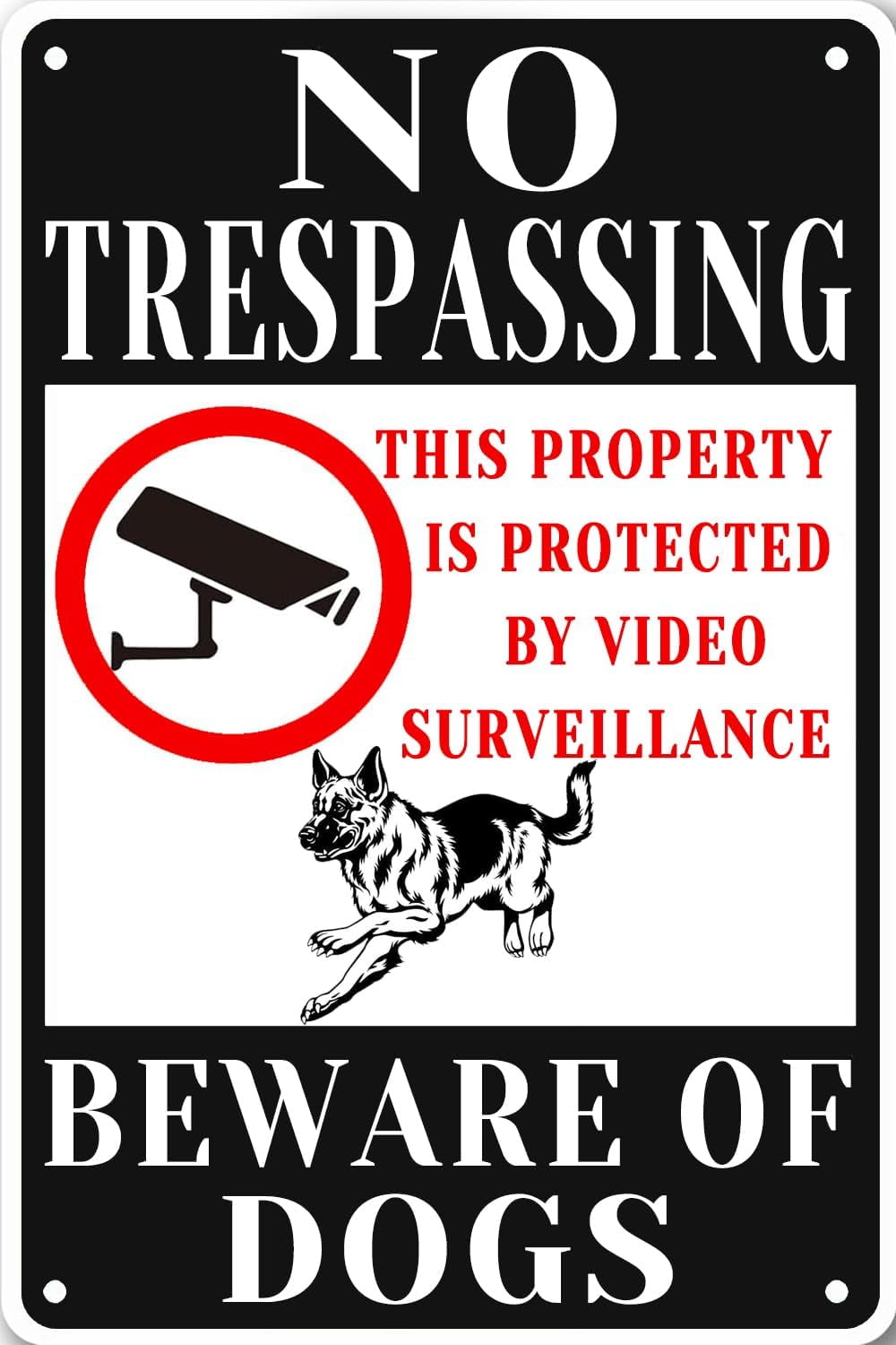 Metal Tin Signs No Trespassing Sign Beware Of Dog Sign Dog Warning ...