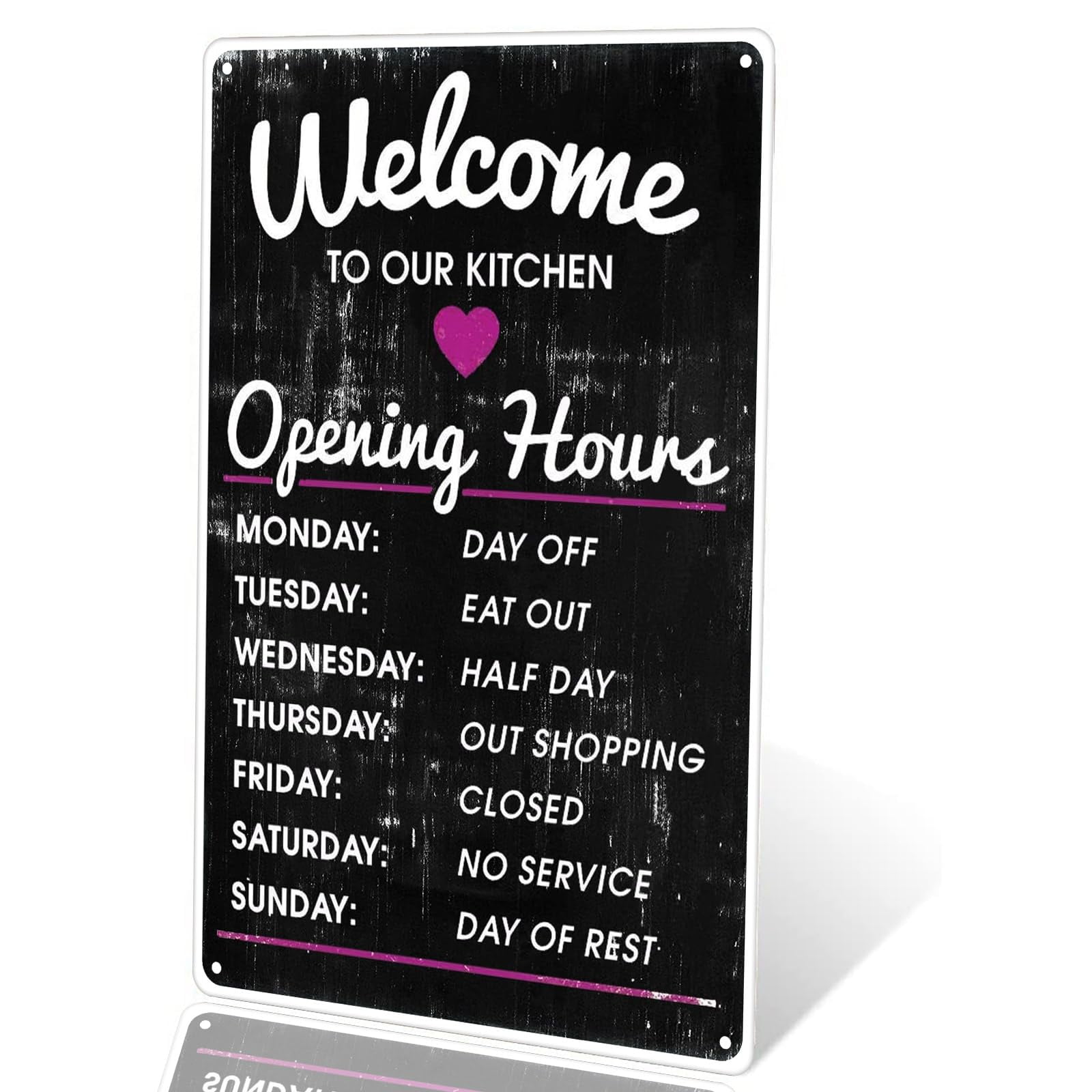 Metal Tin Signs Welcome to Our Kitchen Opening Hours Funny Vintage Tin ...
