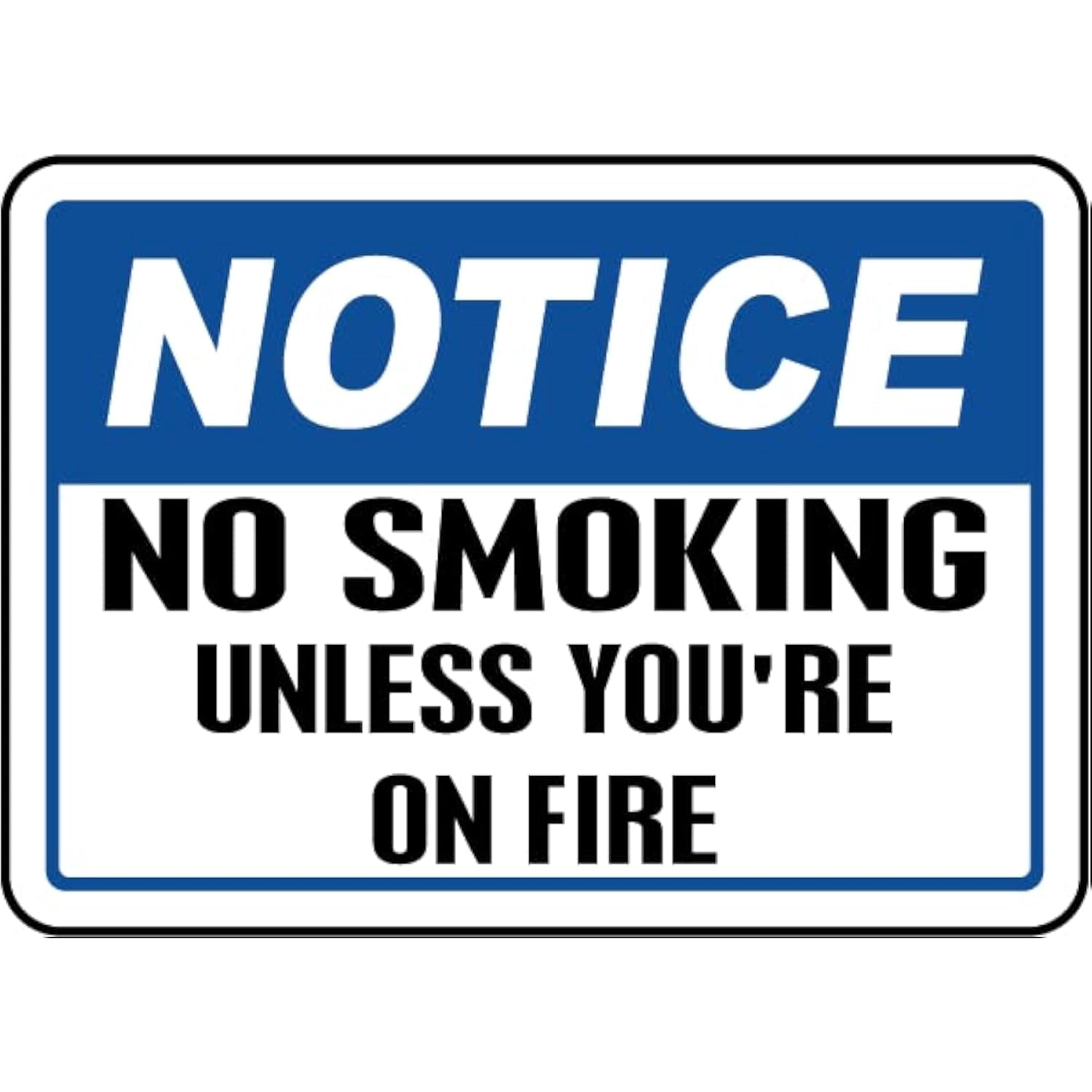 Metal Tin Warning Sign No Smoking Unless You're on Fire Aluminum Safety ...