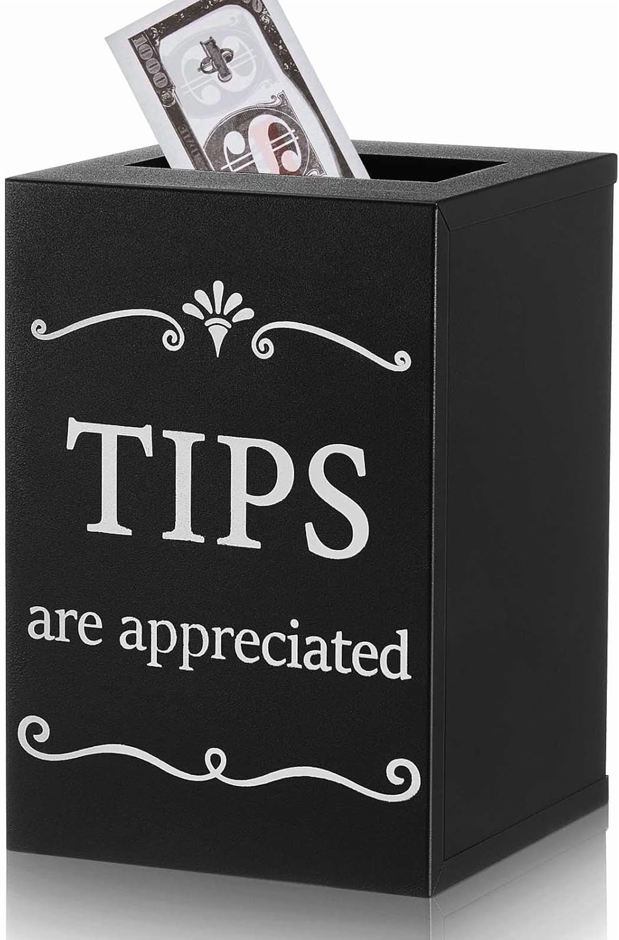 Metal Tip Jar 6 x 6 x 9 Inch Tip Container for Bartender Bars ...