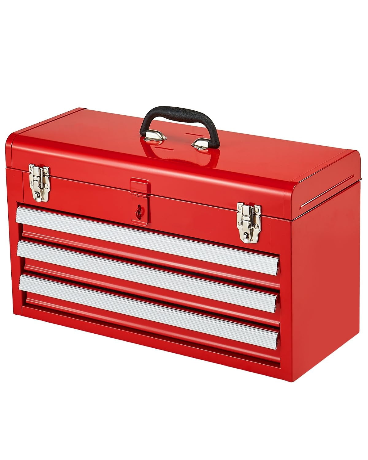 Metal Tool Box, 20.5-inch, Portable Metal Tool Box with 3 Drawers ...
