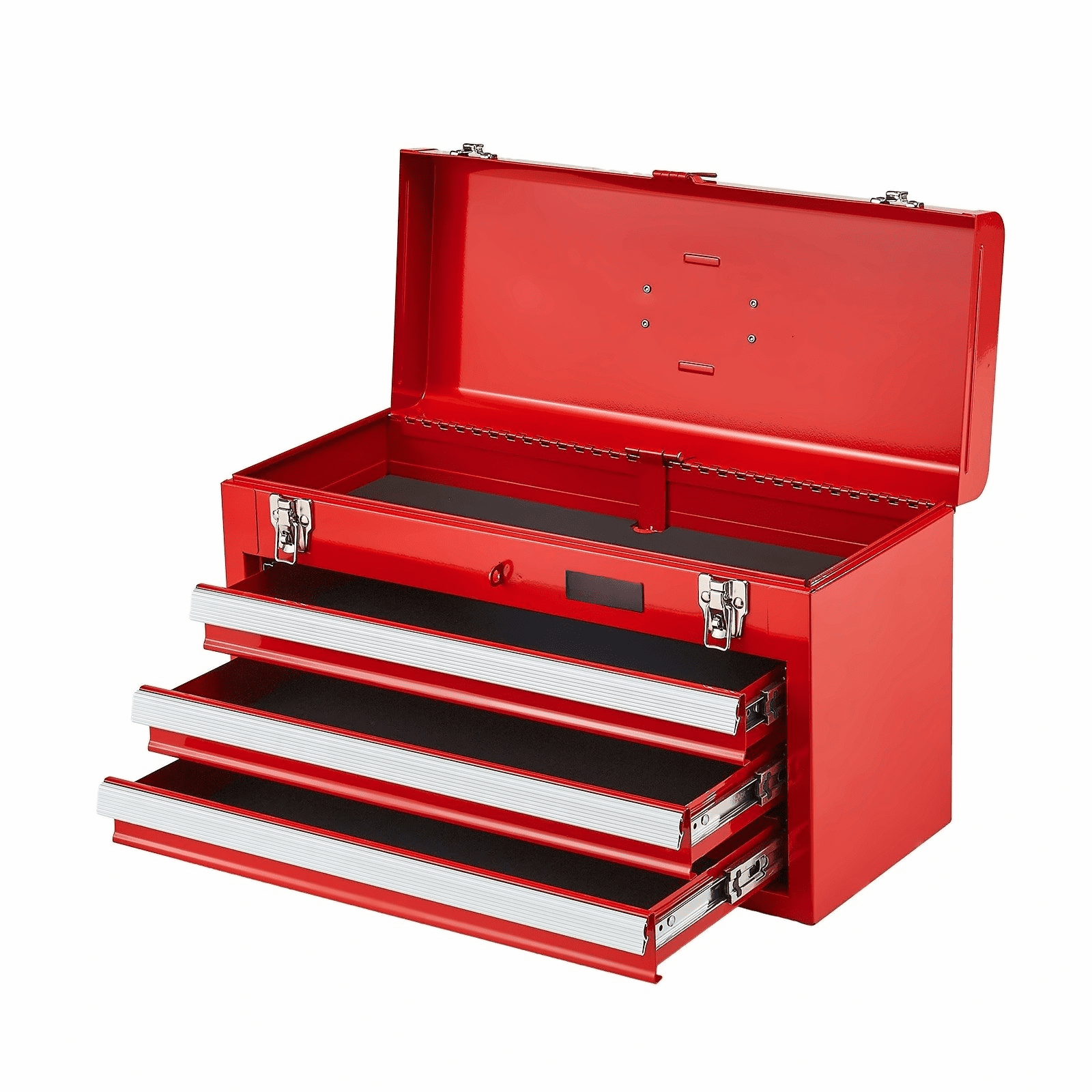 Metal Tool Box 20.5 inch Portable Tool Organizer with 3 Drawers, Red ...