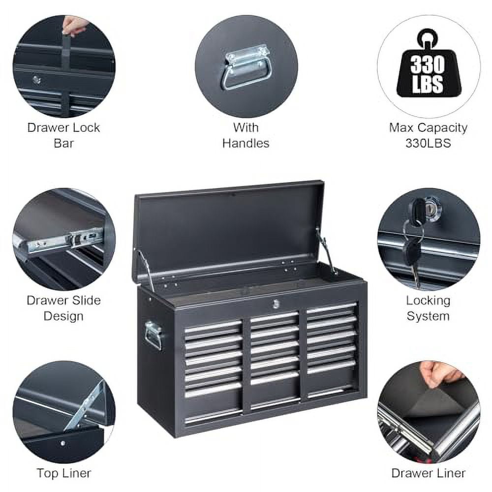 Metal Tool Box, 5-Layer Drawers & Top Storage Tray Tool Box with Lock ...