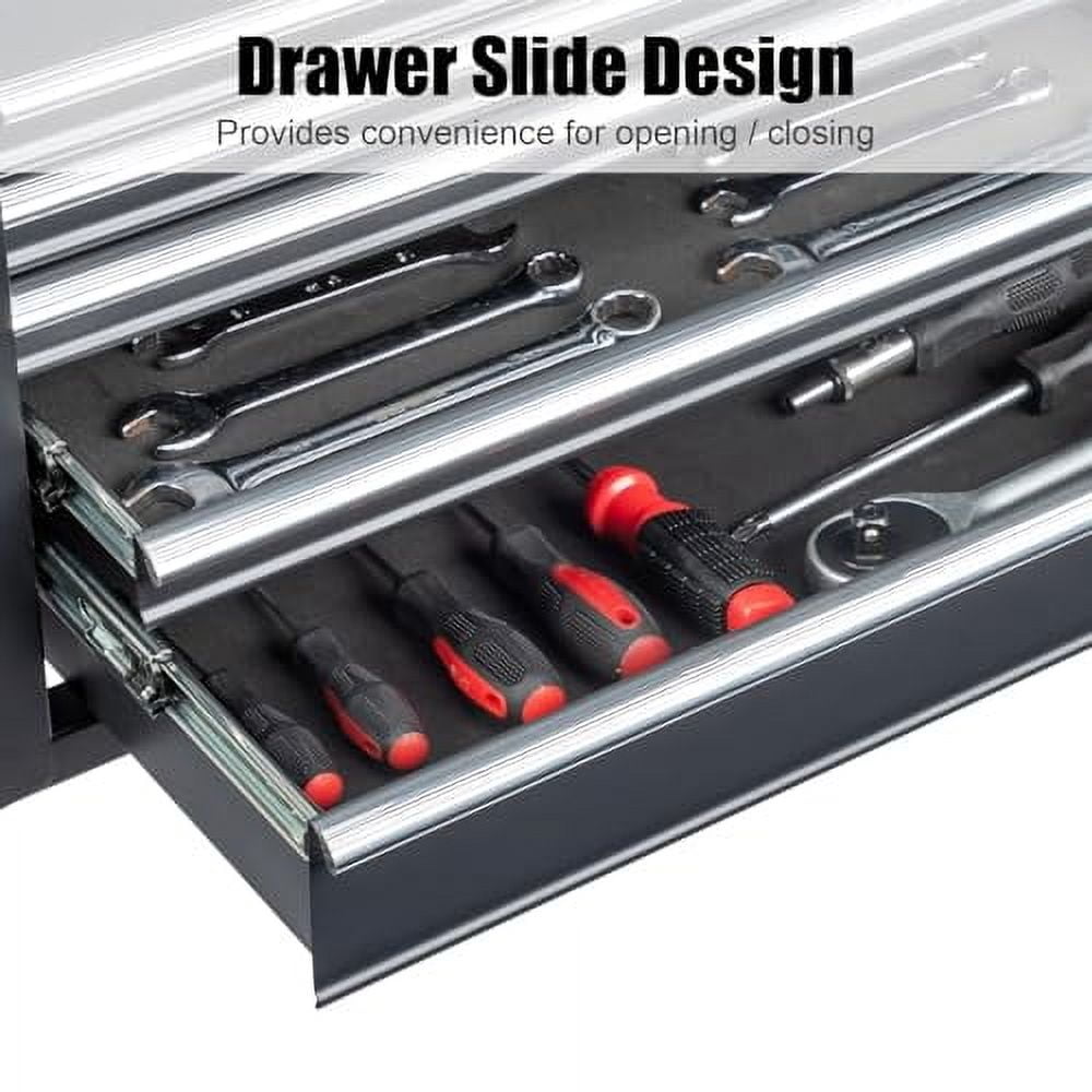 Metal Tool Box, 5-Layer Drawers & Top Storage Tray Tool Box with Lock ...
