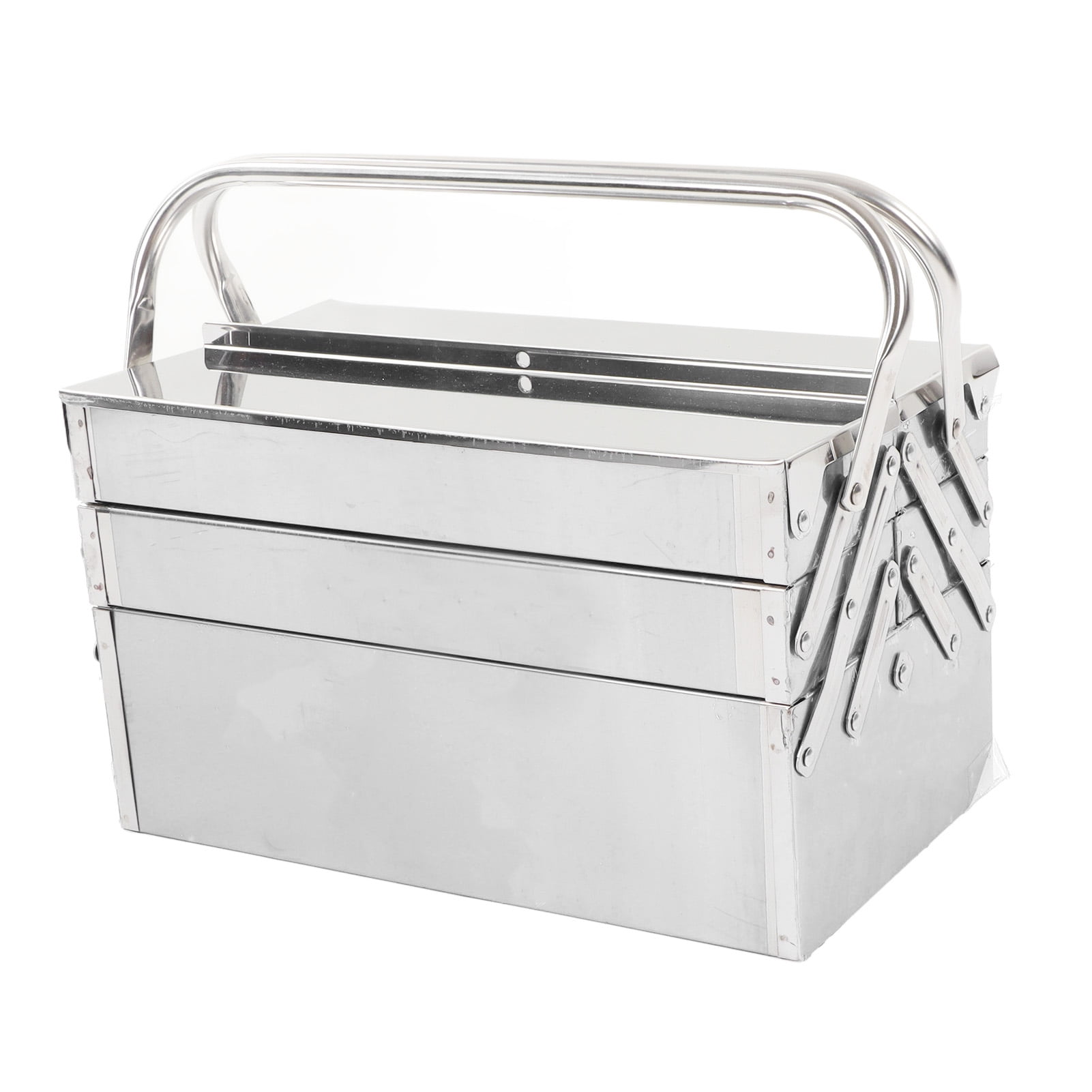 Metal Tool Box, Portable Folding Stainless Steel Storage Box 3 Layer 5 ...