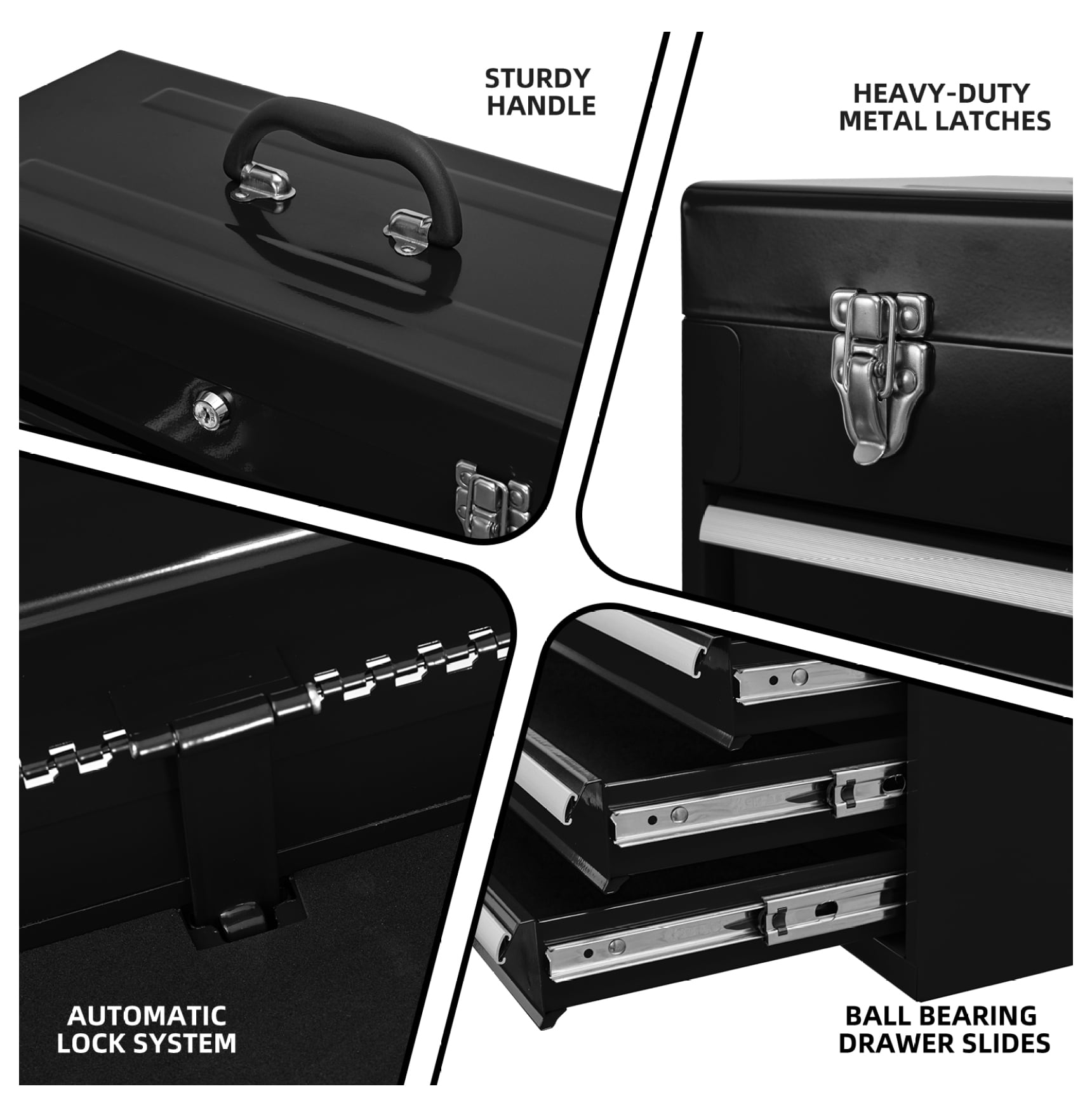 Metal Tool Box with 4 Drawers, Portable Steel Tool Chest with Lock ...
