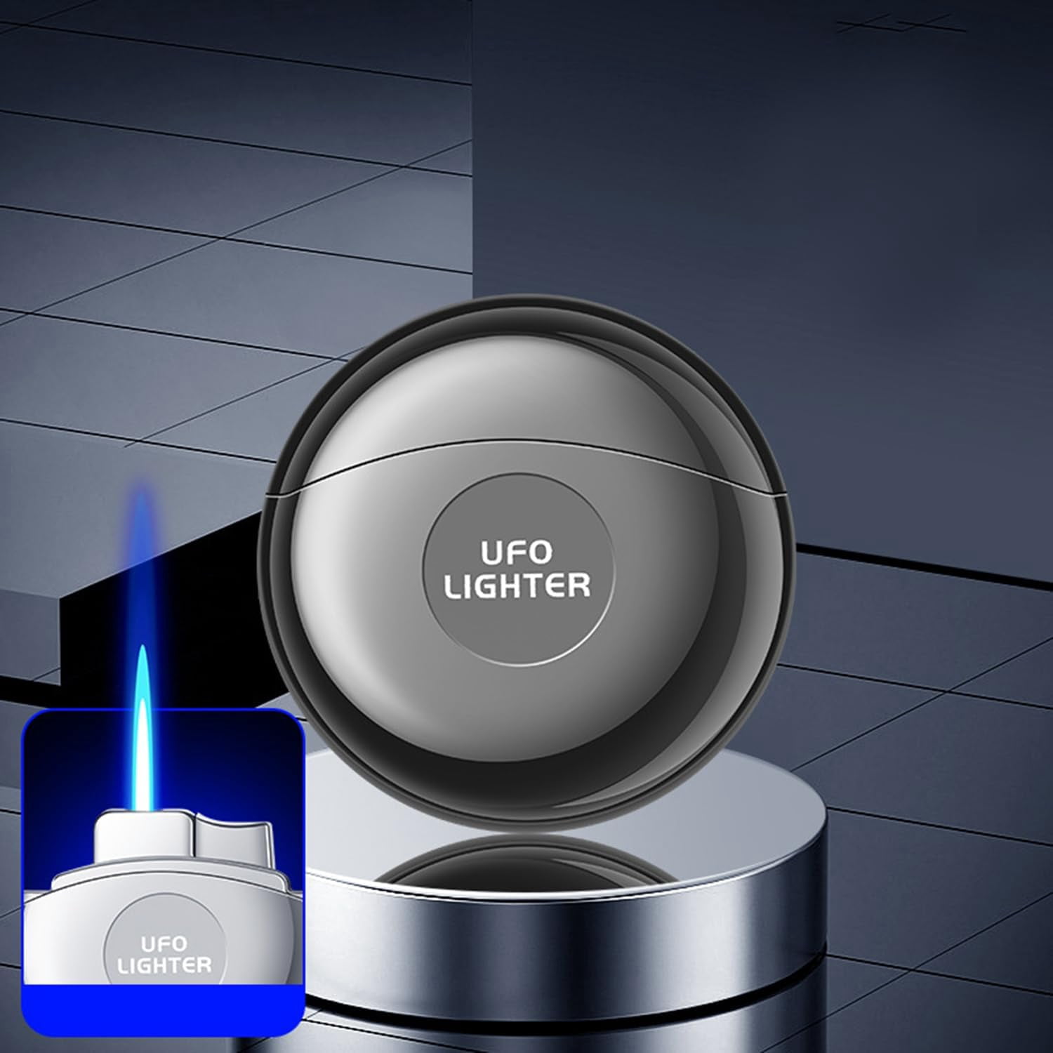 Metal Torch Lighter, UFO Design Windproof Refillable Butane Jet Blue ...