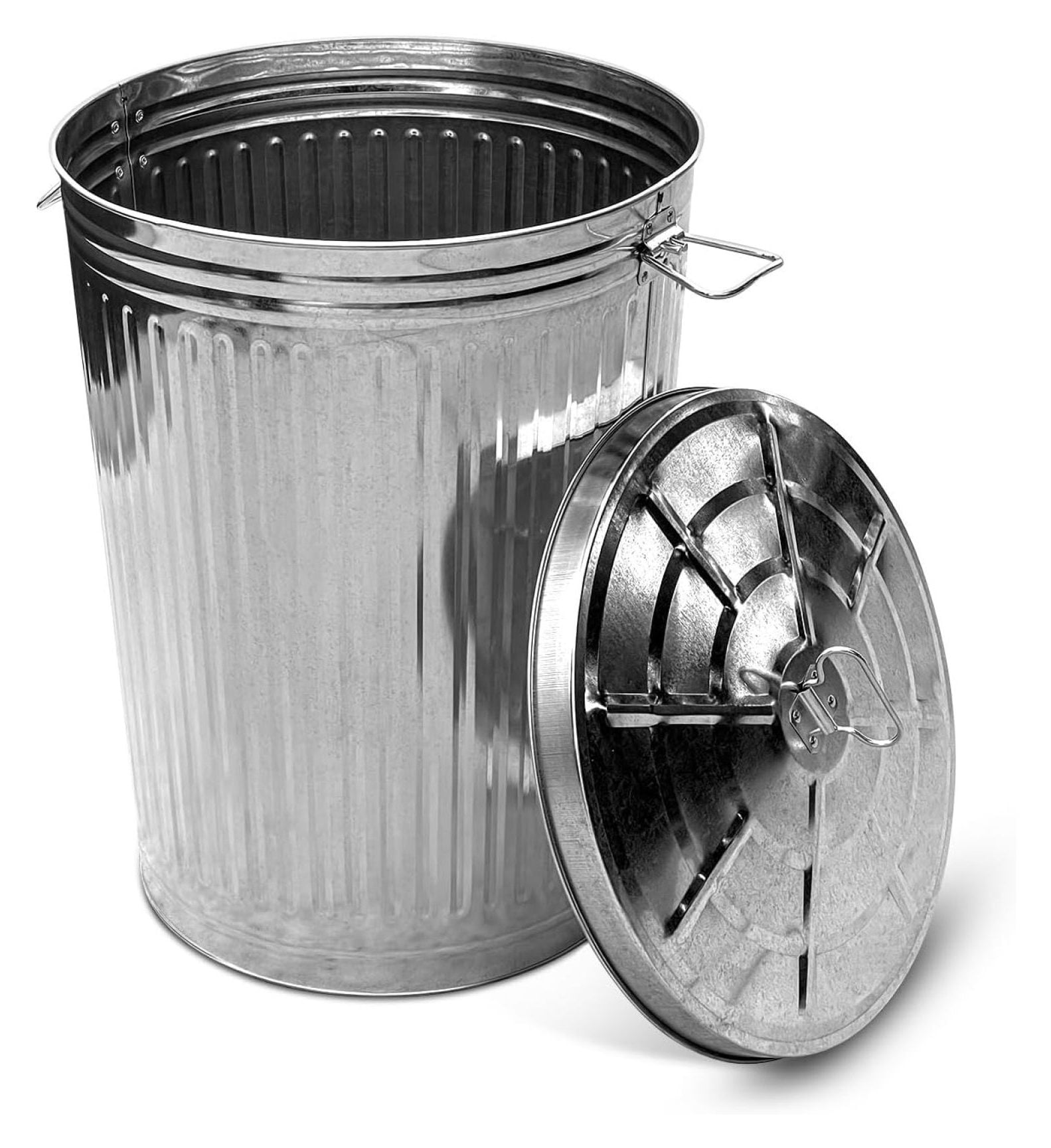 Metal Trash Can with Lid Outdoor 20 Gallon Galvanized Steel Garbage ...