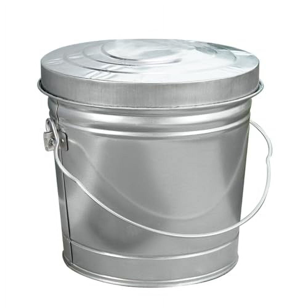 Metal Trash Can with Locking Lid, 6 Gallon Galvanized Steel Bucket ...