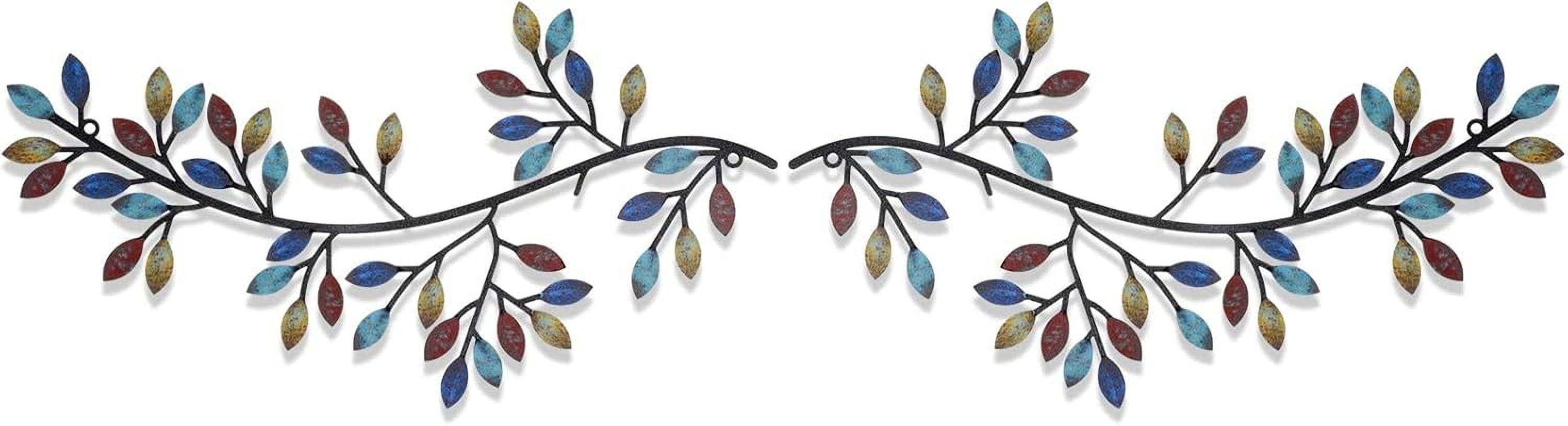 Metal Tree Leaf Wall Decor Vine Olive Branch Leaf Wall Art Wrought Iron ...