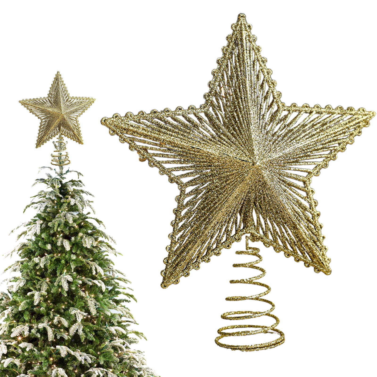 Metal Tree Topper Star Verdsylv Christmas Tree Topper Star, Hollow 3D ...