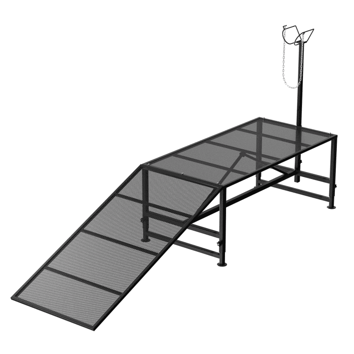 Metal Trimming Stand for Goats, 47"x23" Livestock Stand with Ramp, Rust ...