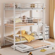 Convertible Metal Bunk Bed, Twin over Full Bunk Bed Frame with Full ...