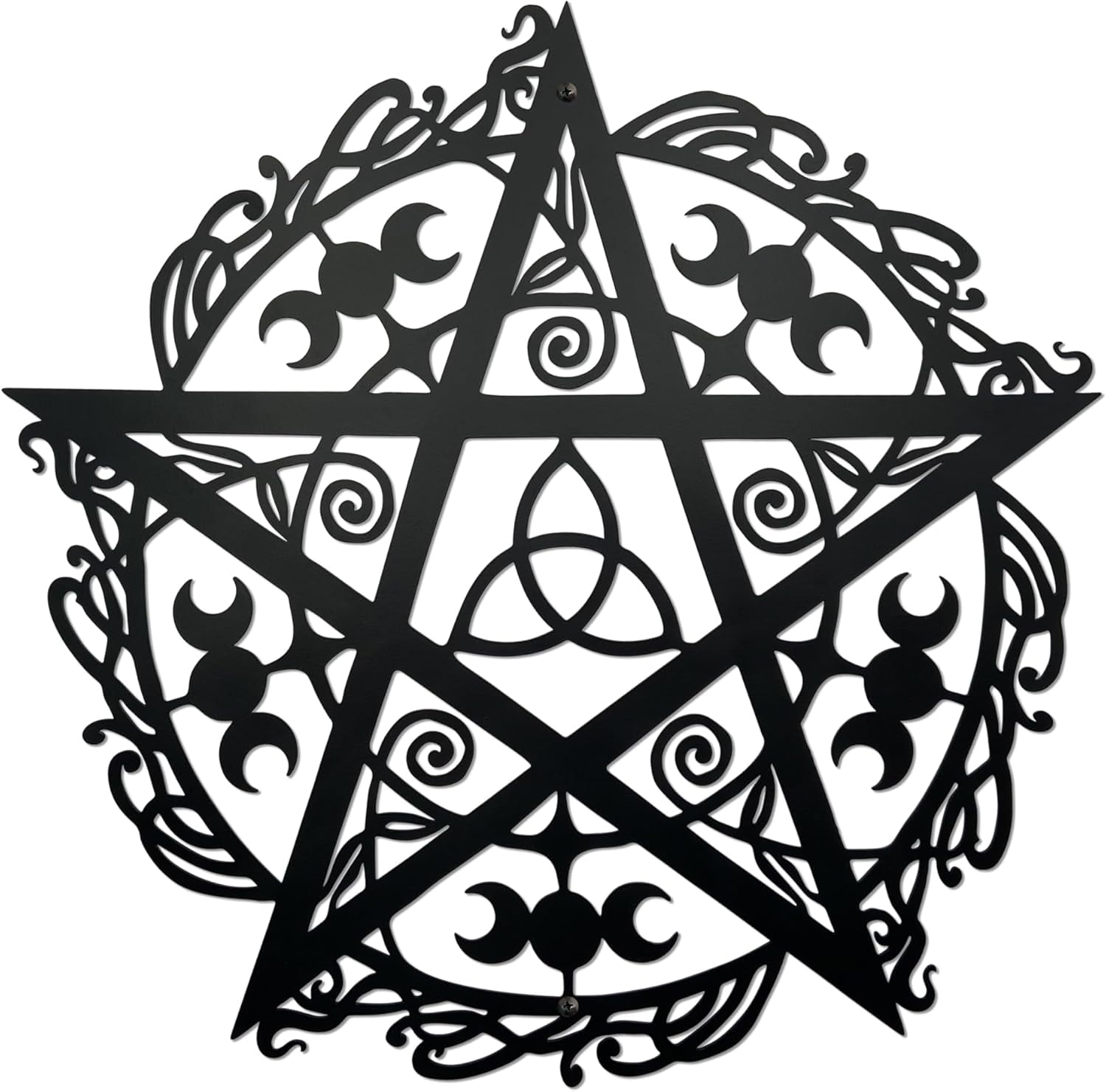 Metal Triple Moon Pentagram Wall Art - Gothic Witchy Occult Decor for ...