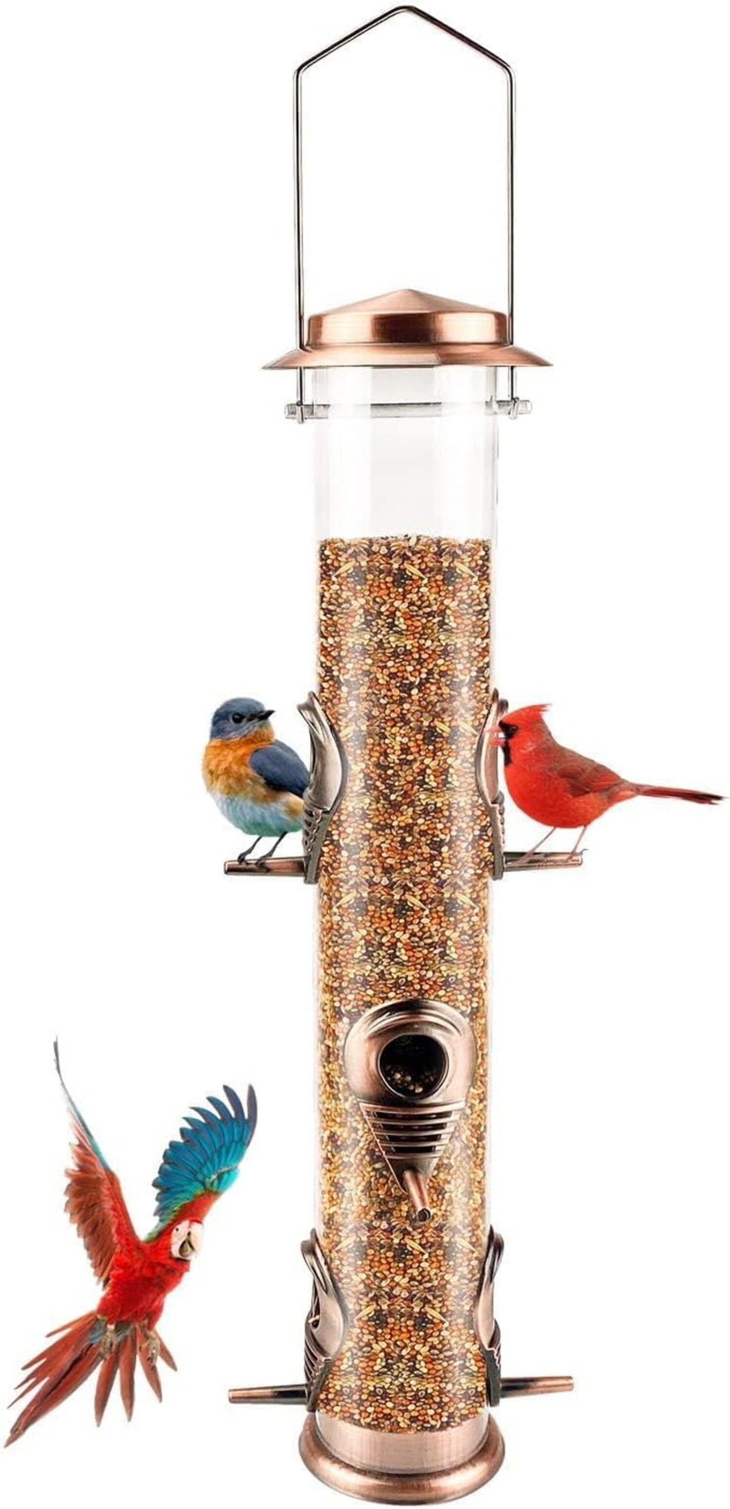 Metal Tube Bird Feeders for Outdoors - 6 Ports Hanging Feeder Attracts ...