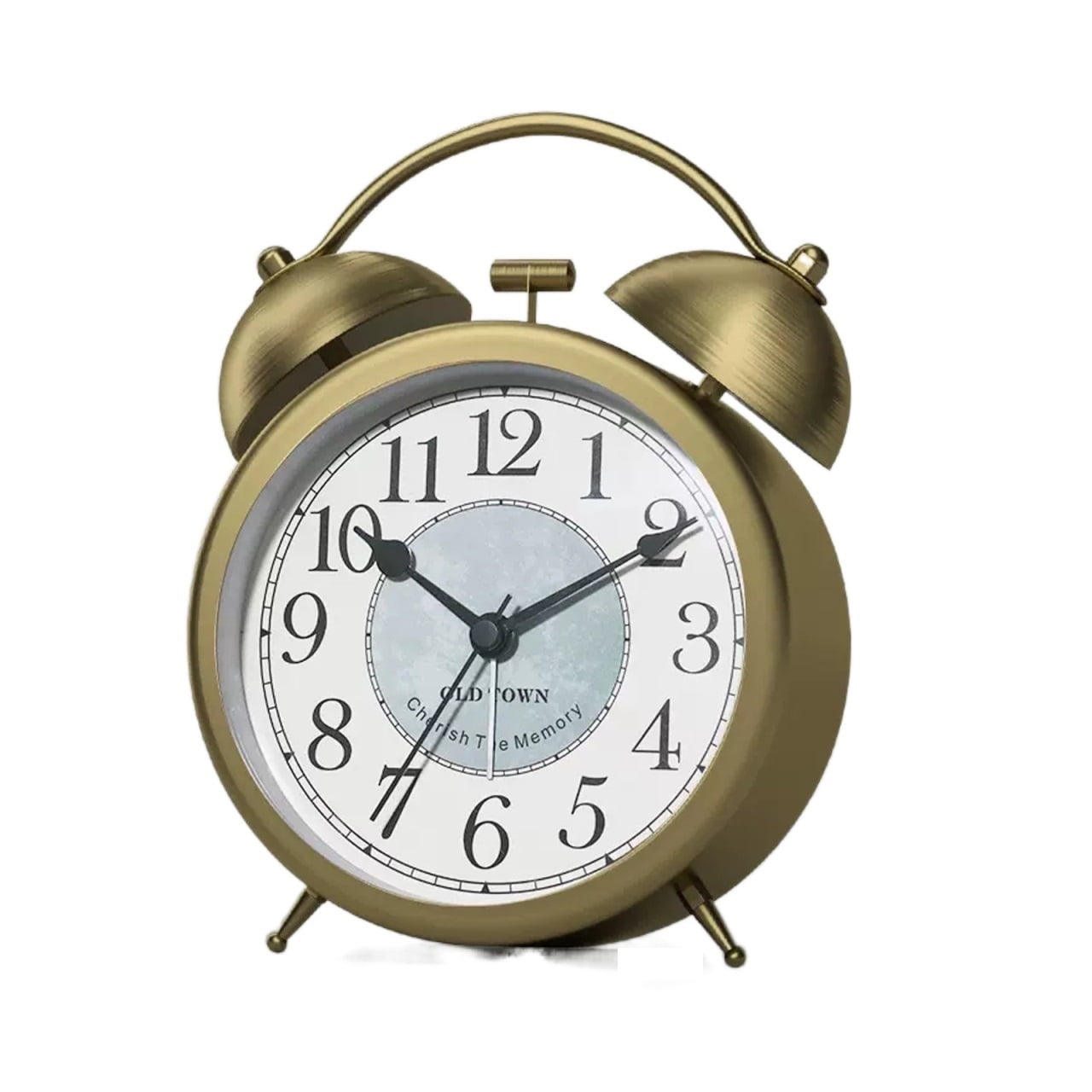 Metal Twin Bell Alarm Clock, Vintage Gold Small Analog Silent Table ...