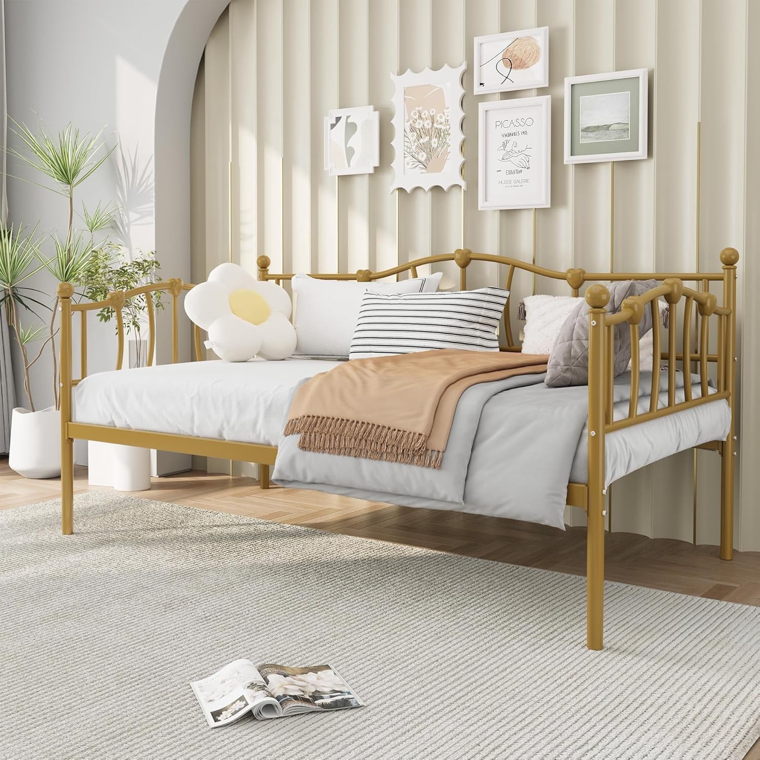 Memoryfield Metal Twin DayBed, Sofa Beds with Steel Slat Support and ...