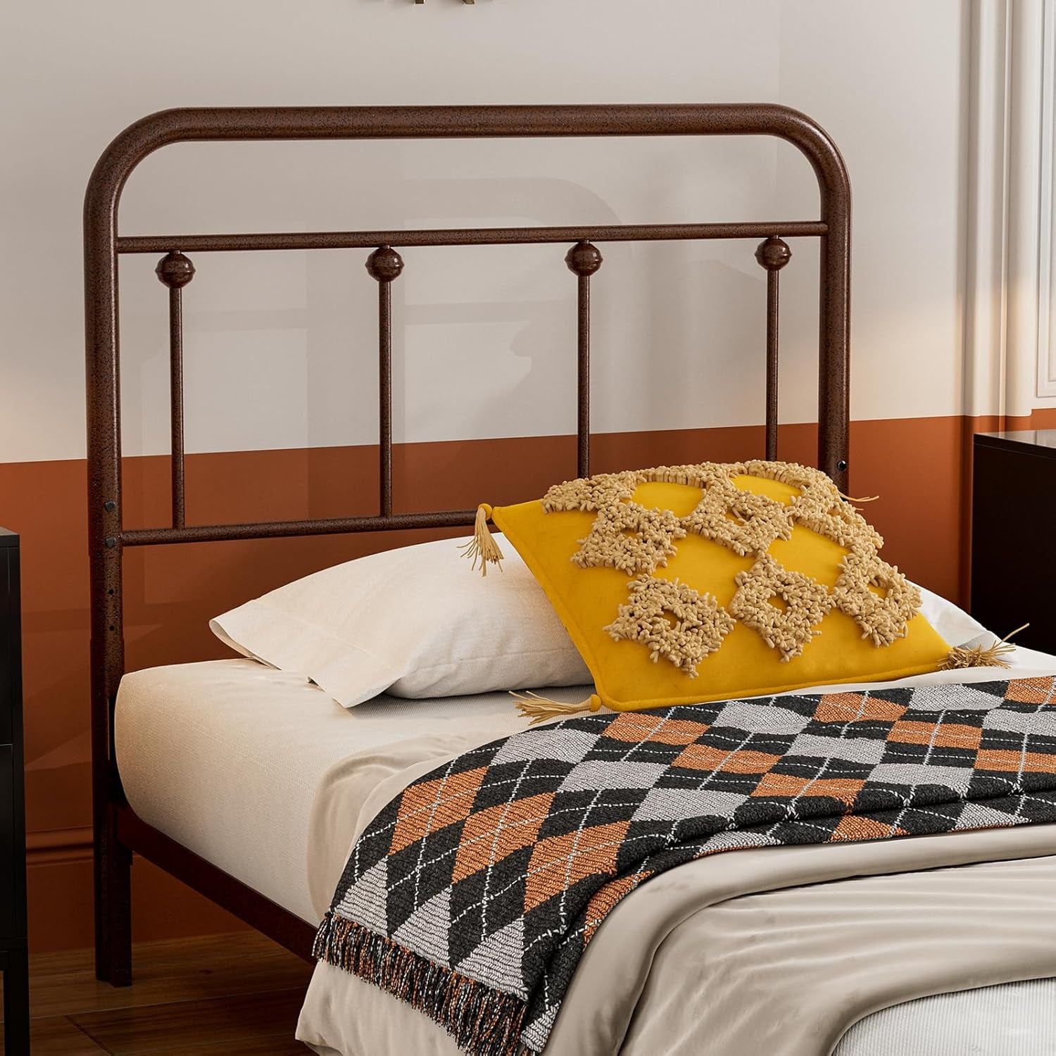 Metal Twin Size Headboard, Victorian Farmhouse Style, Adjustable Height ...