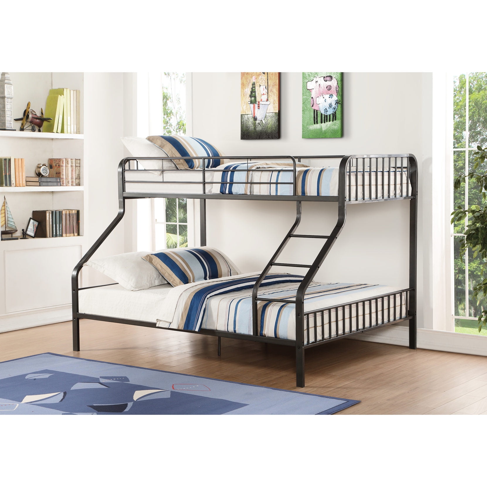 Metal Twin XL/Queen Bunk Bed with Supporting Legs / Stable Structure ...