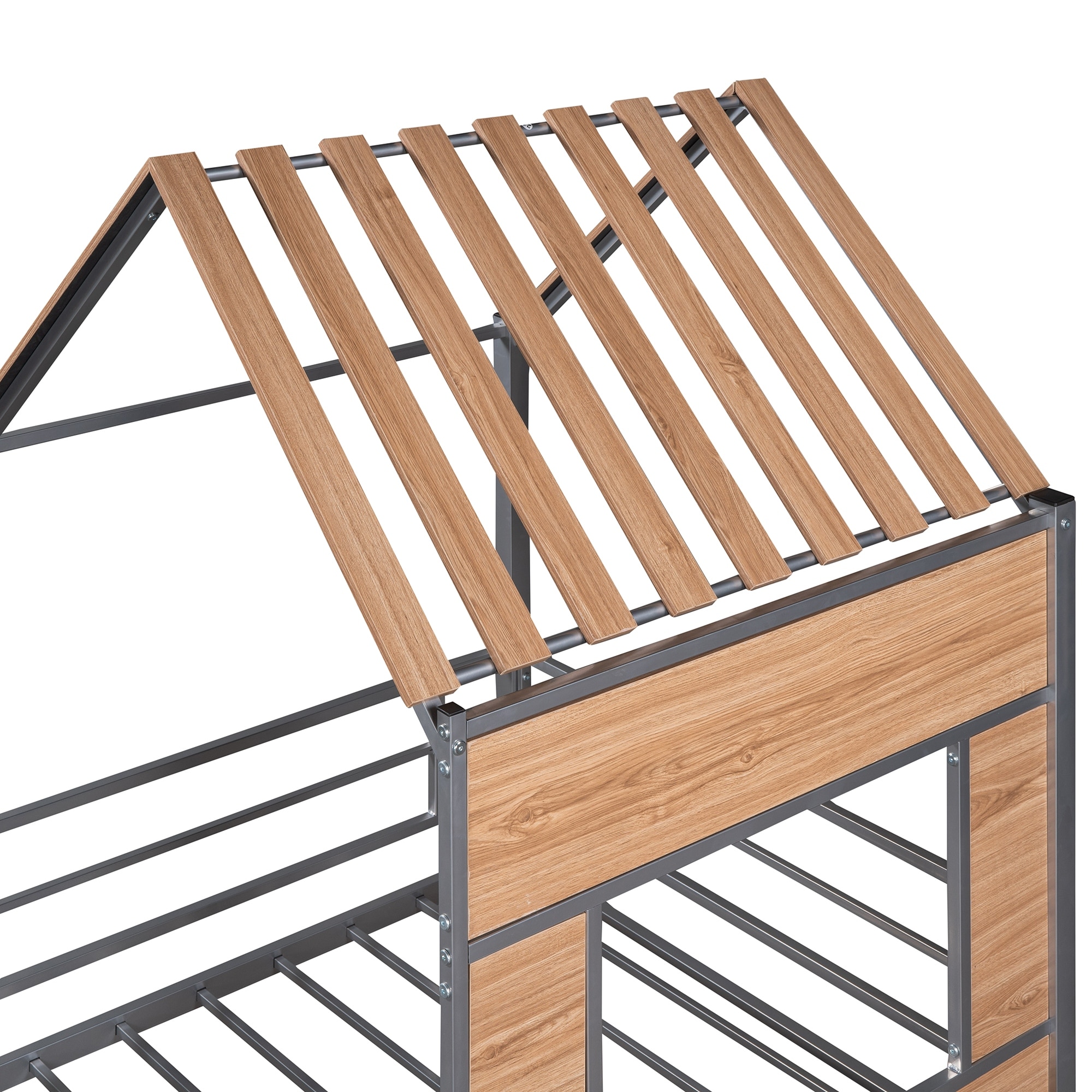 Metal Twin size Loft Bed with Roof Silver - Walmart.com